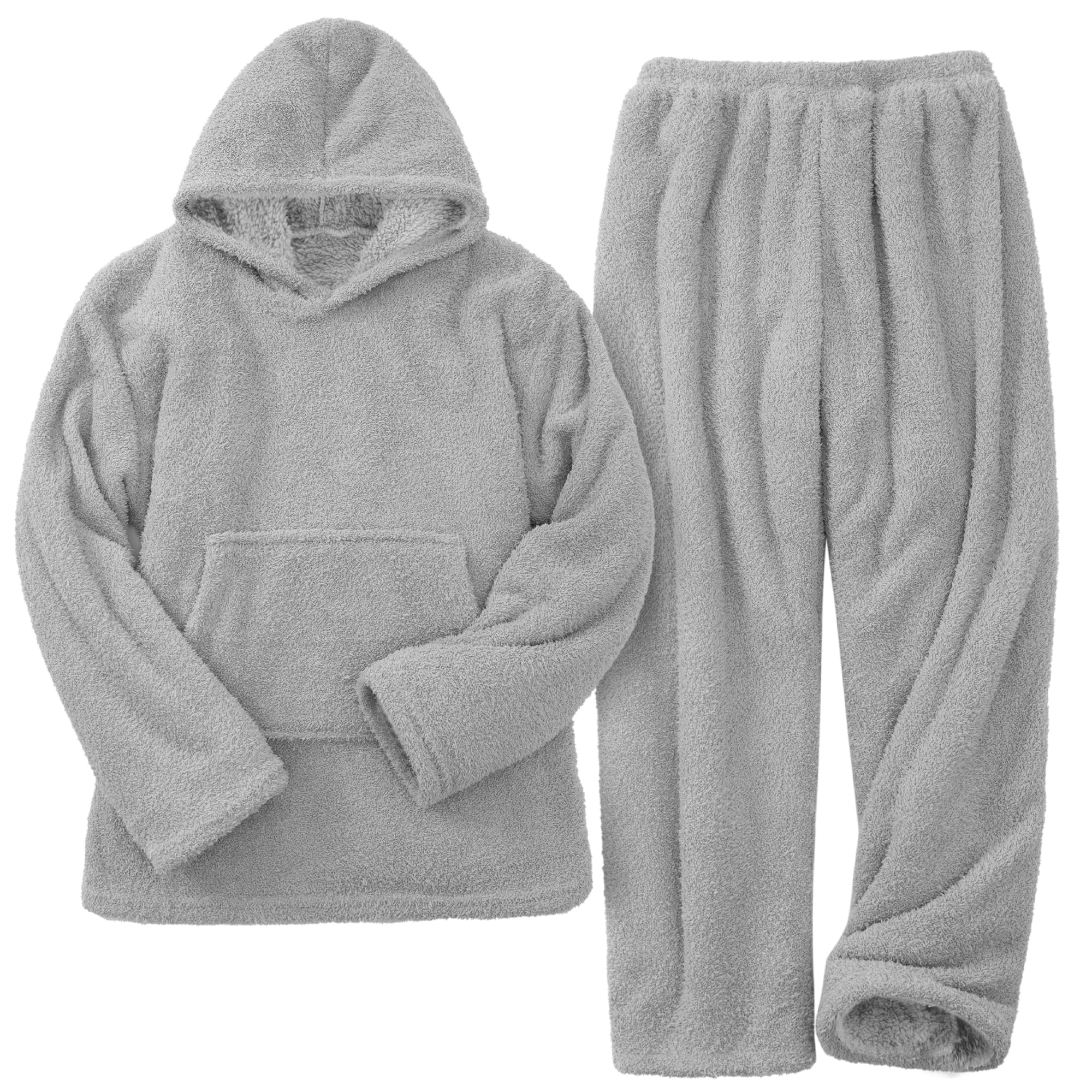 REDESS Women' s Fluffy Pajamas Set Fleece Pullover Pants Loose Plush ...
