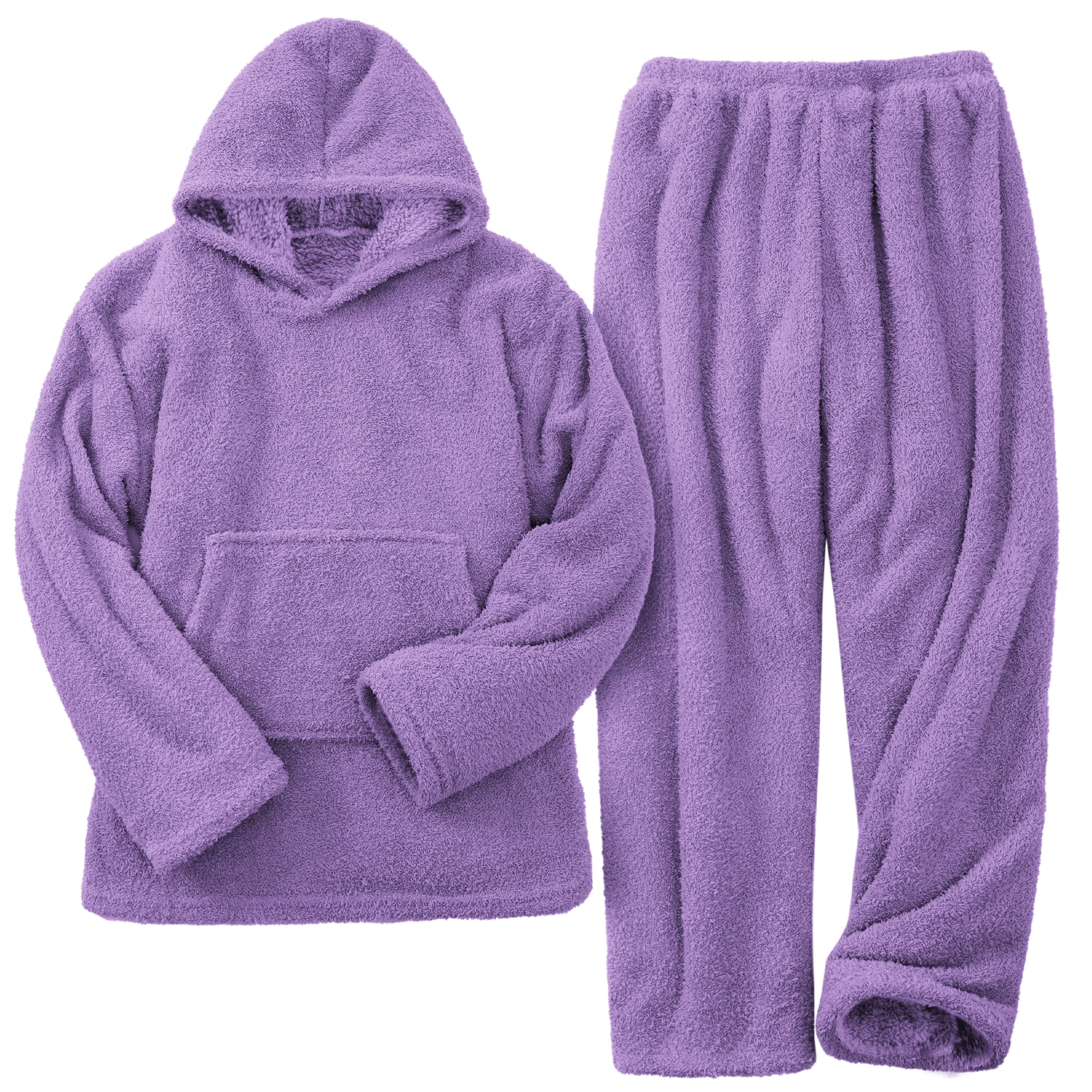 REDESS Women' s Fluffy Pajamas Set Fleece Pullover Pants Loose Plush ...