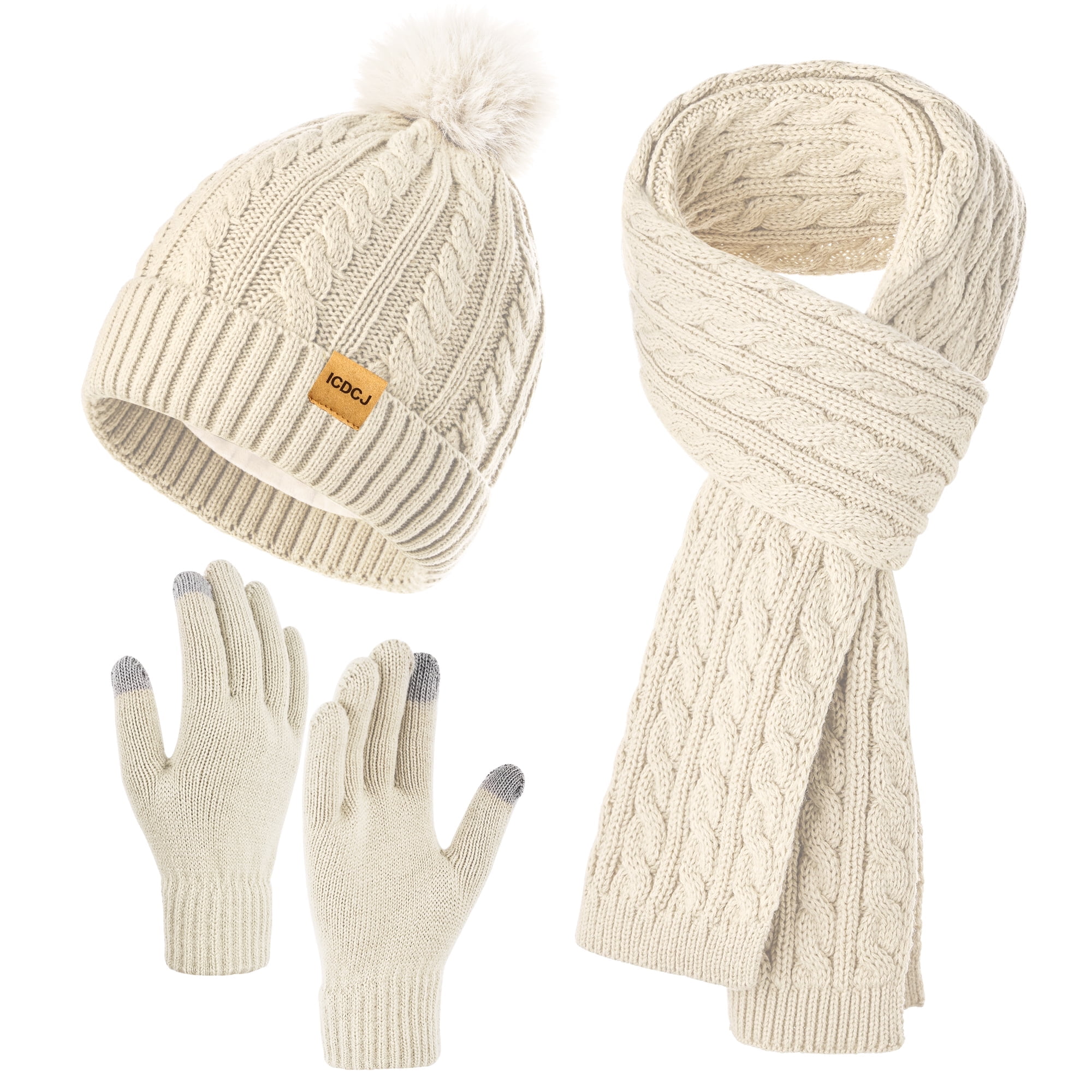 REDESS Women's Hat and gloves Scarf Winter Set,Beanie Hat Touch Screen ...