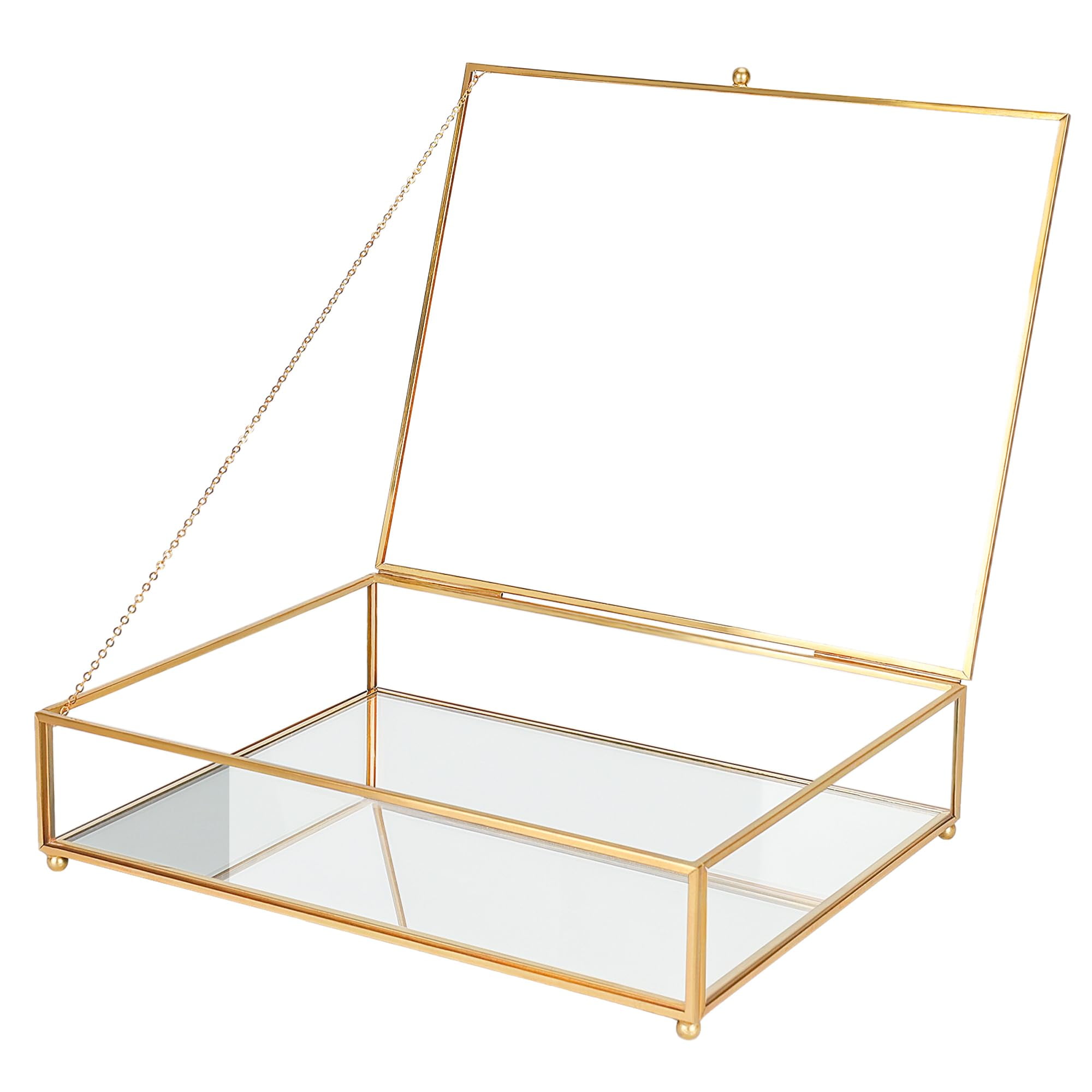 REDHUGO Large Glass Boxes for Display Handmade, Mirrored Bottom, Glass ...