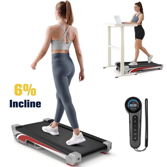 Redliro Under Desk Treadmill Walking Pad With 6% Incline 350lbs 4 MPH ...