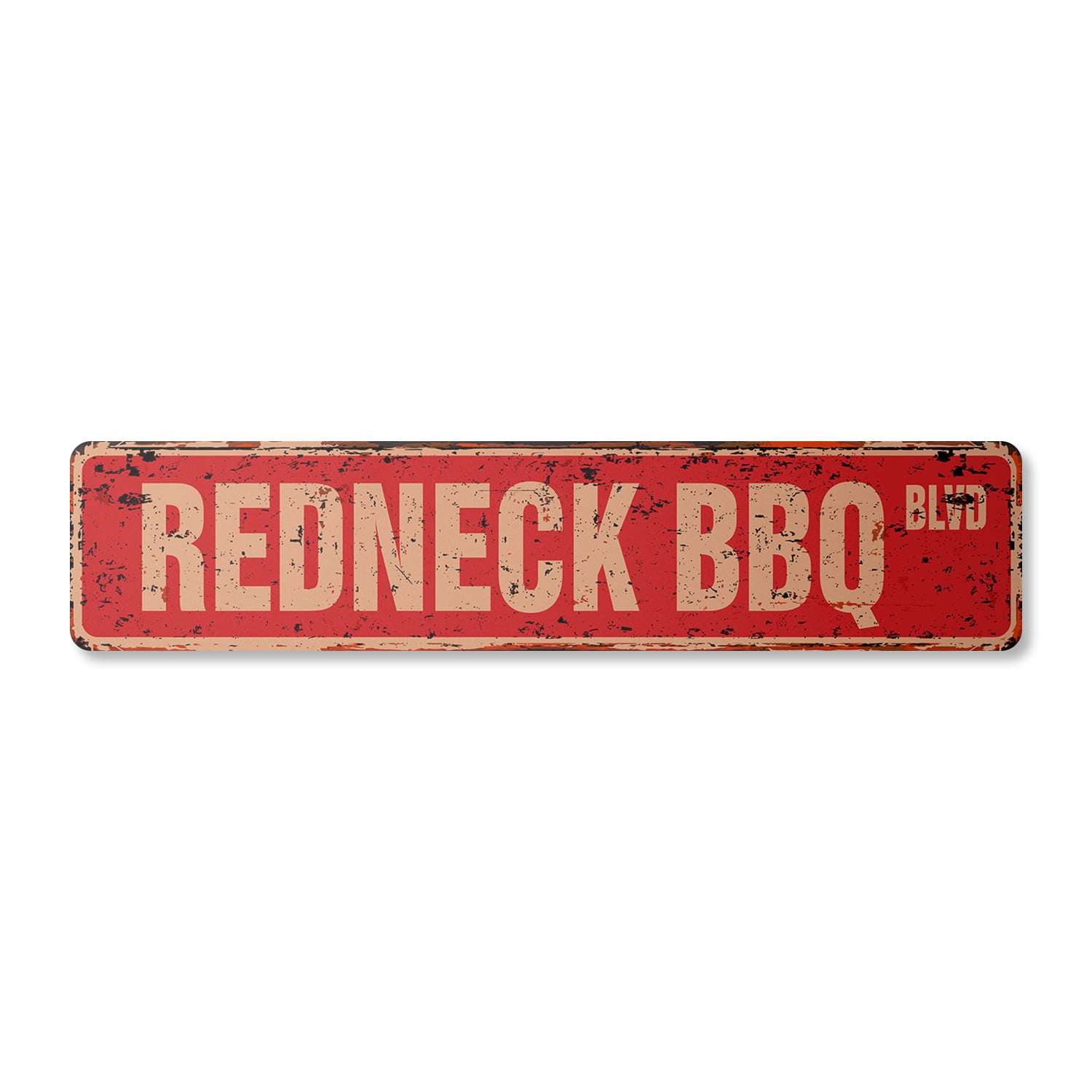REDNECK BBQ Vintage Aluminum Street Sign pulled pork brisket ribs bar-b ...