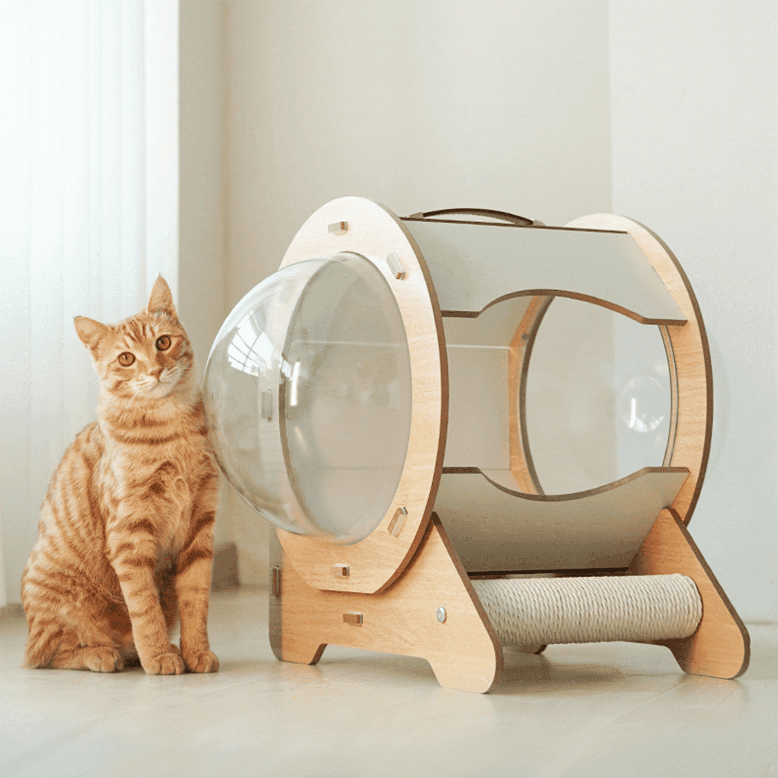 REDSASA 2-in-1 Cat House with Scratch Board, 360°View Large Capacity ...