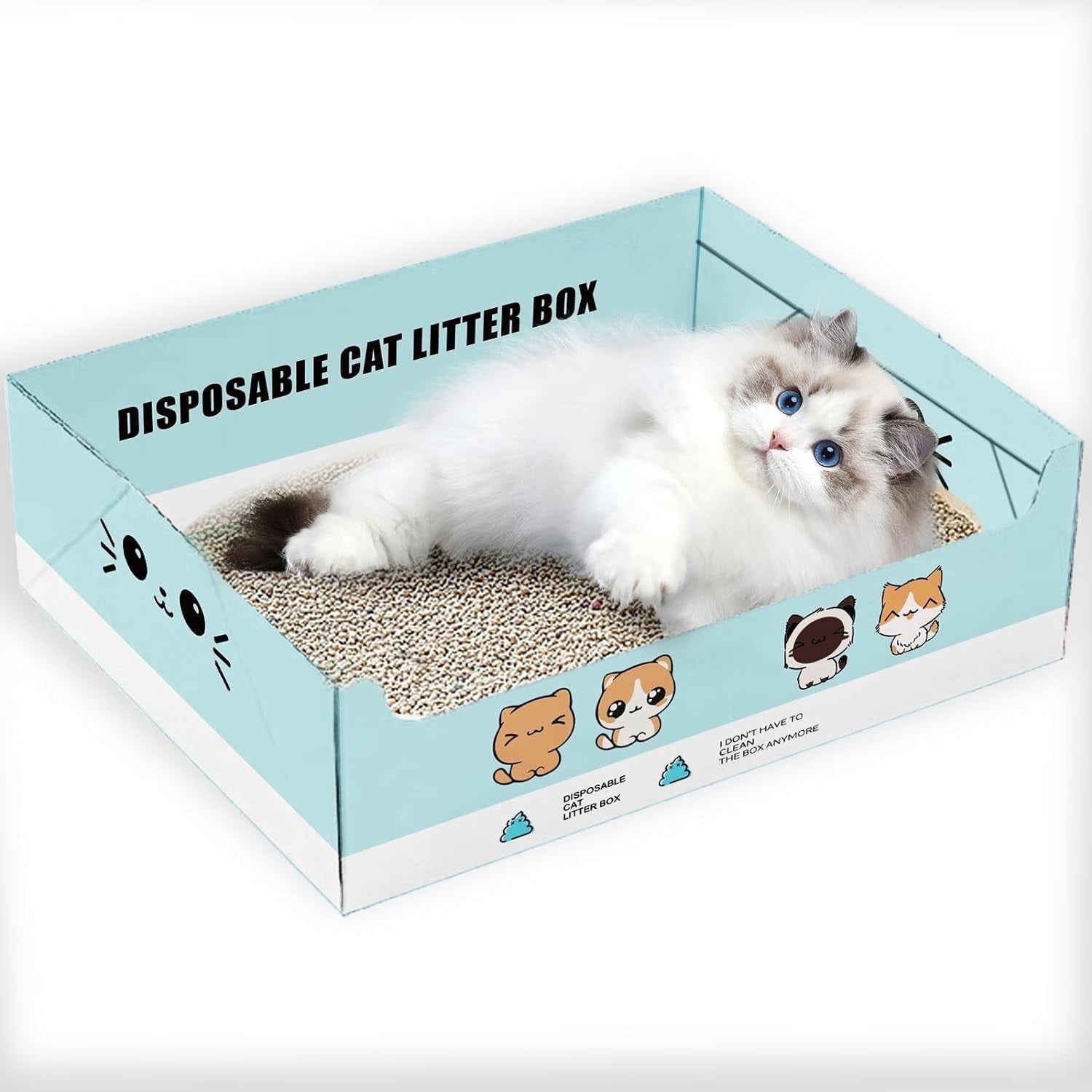 REDSASA Disposable Litter Boxes for Cats Foldable Paper Litter Box 14.9 ...