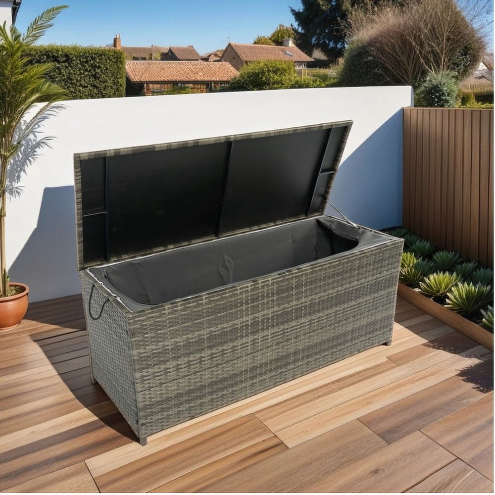 REDSASA Outdoor Storage Box, 113 Gallon Wicker Patio Deck Boxes with ...