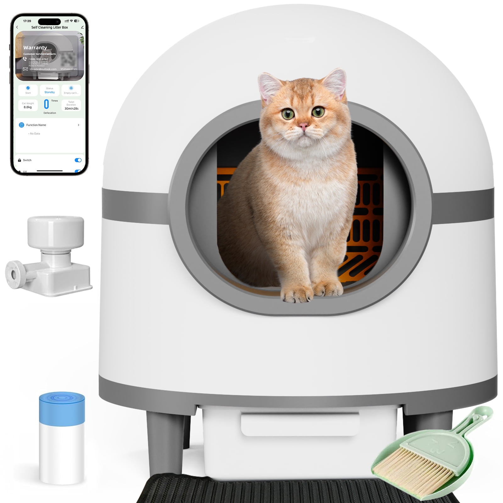 REDSASA Automatic Self Cleaning Cat Litter Box with App Control Support ...