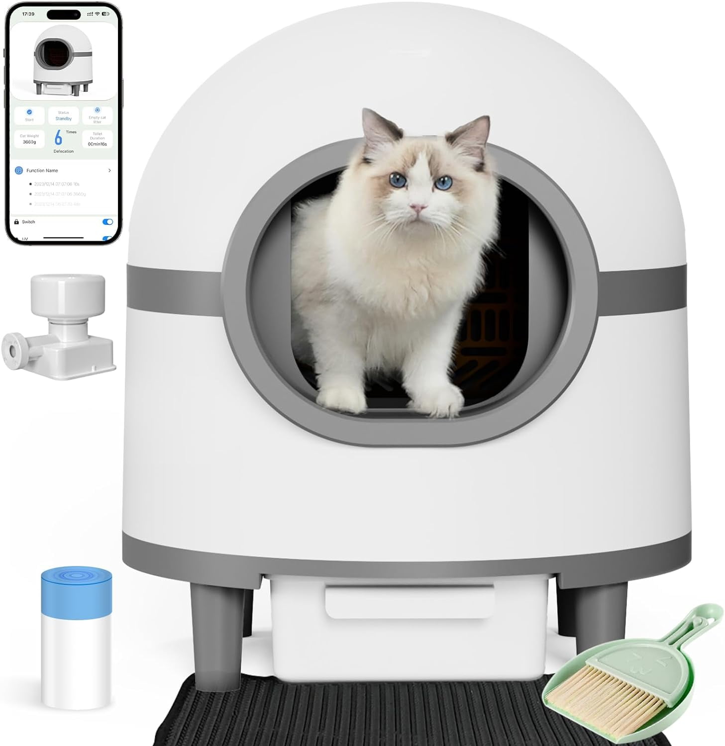 REDSASA Self Cleaning Cat Litter Box for Multiple Cats, Smart Automatic ...