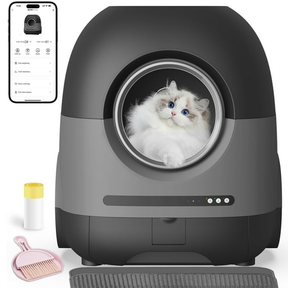 REDSASA Automatic Self-Cleaning Cat Litter Box, APP Control, 80L Space ...