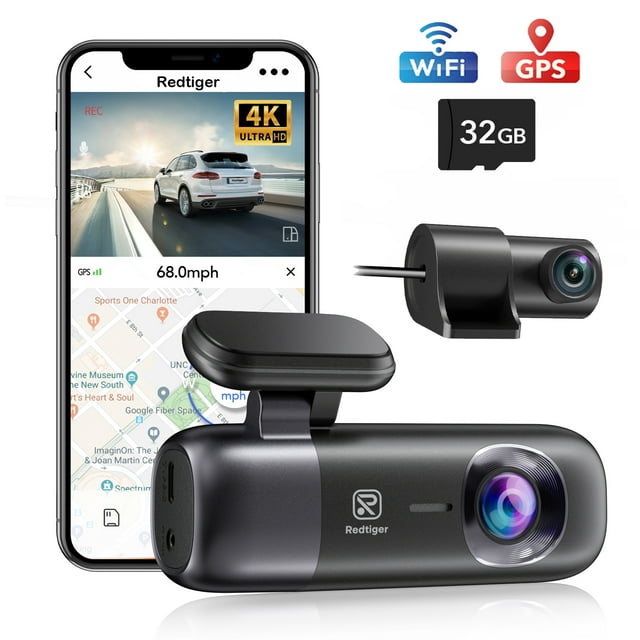 REDTIGER Dash Cam Front and Rear, 4K Front and 1080P Rear Car Dash ...