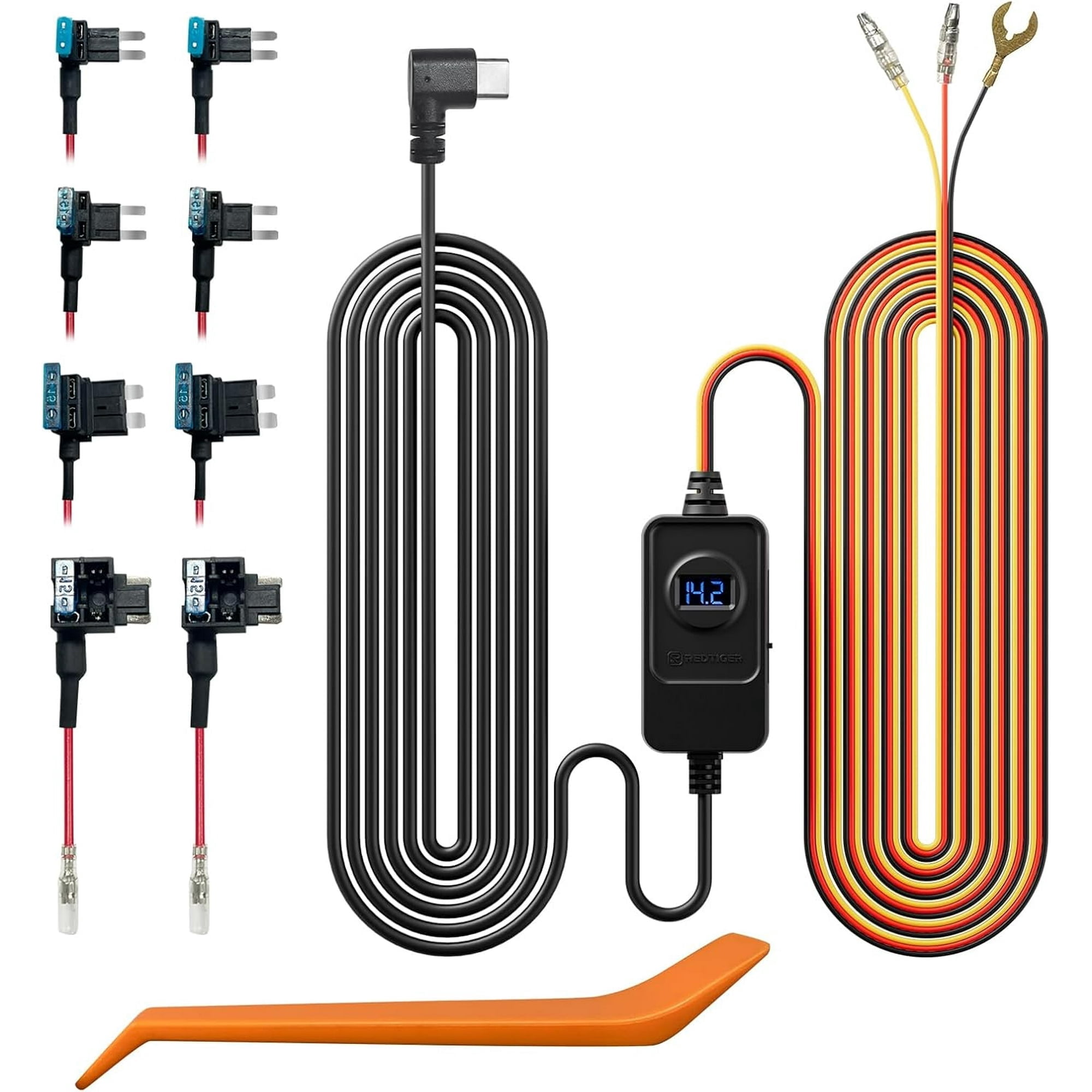 REDTIGER Hardwire Kit for F8/F9/F17N and T27/T700 Dashcams, USB C, 24hr ...