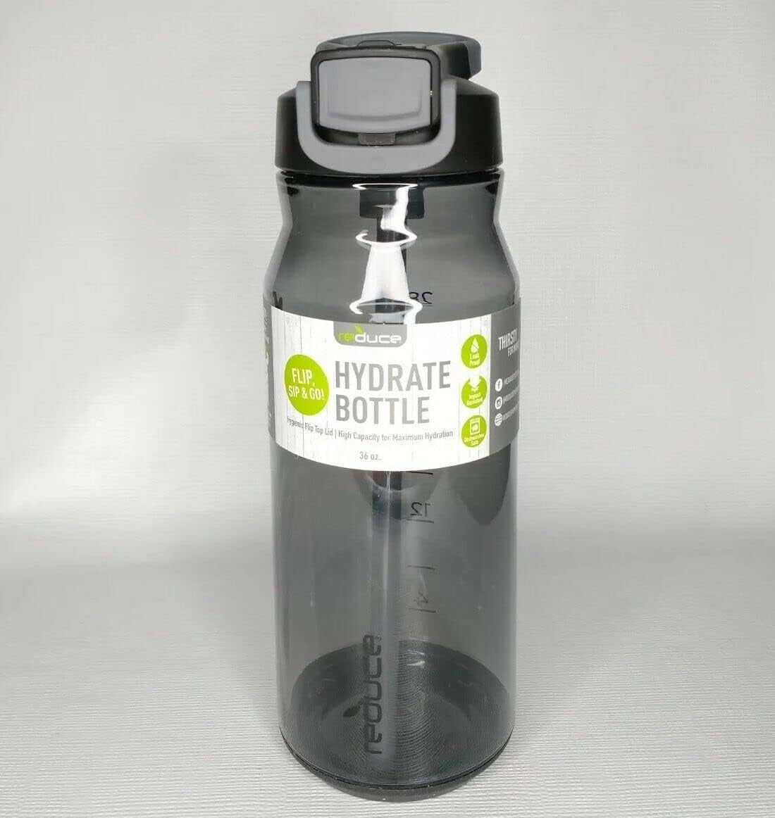 REDUCE Water Bottle – Hydrate Water Bottle, 36oz – Hygienic Flip Top ...