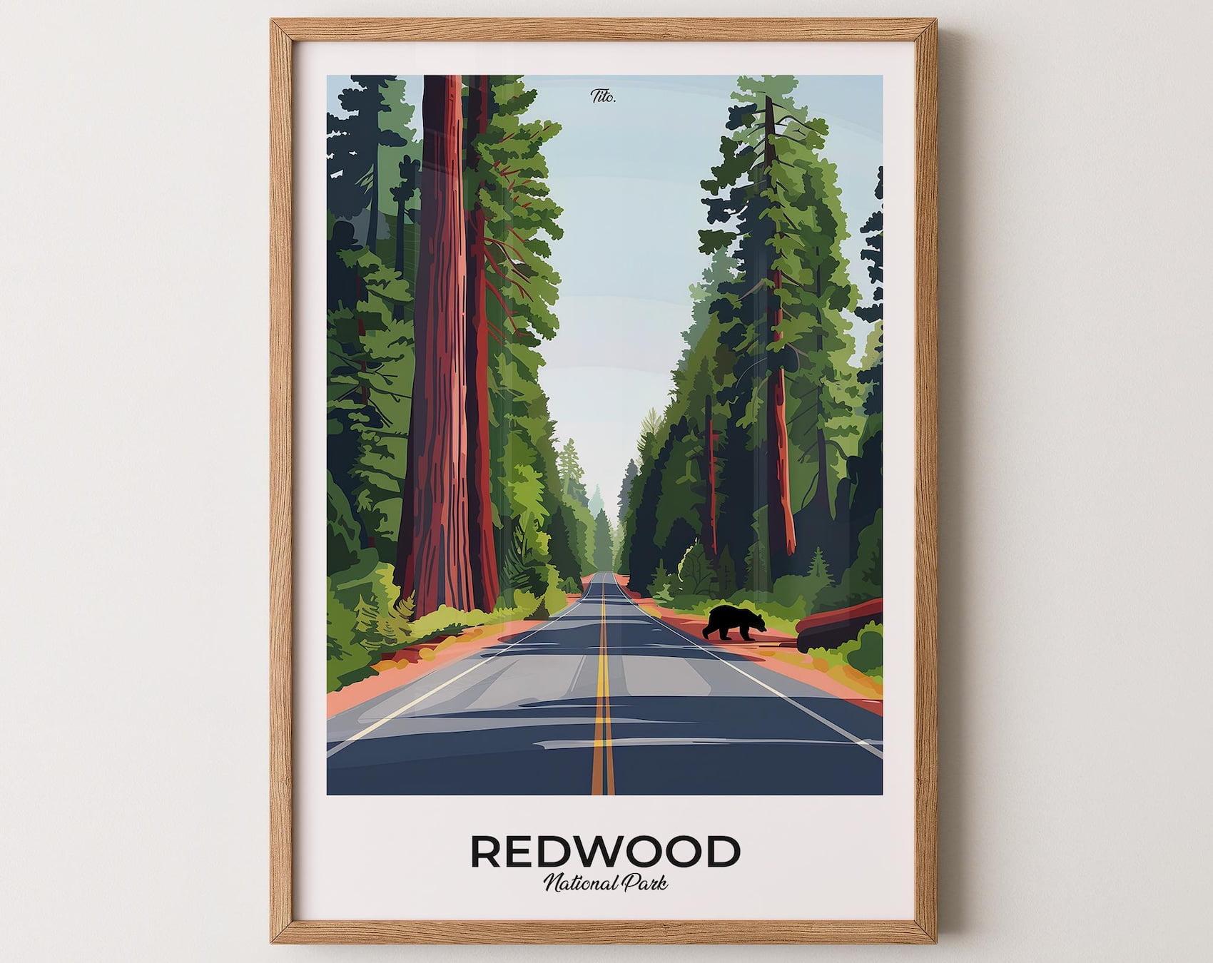 REDWOOD Poster, Redwood Travel Poster, Redwood Art Print, Redwood Wall ...