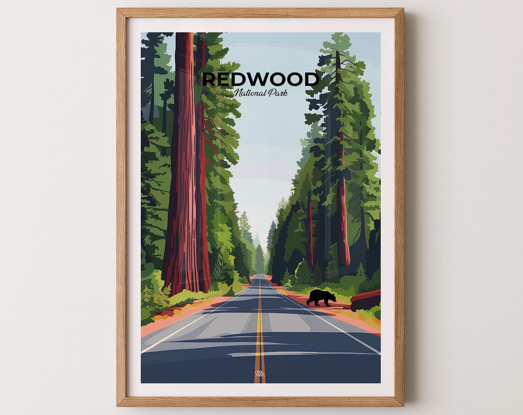 REDWOOD Poster, Redwood Travel Poster, Redwood Art Print, Redwood Wall ...