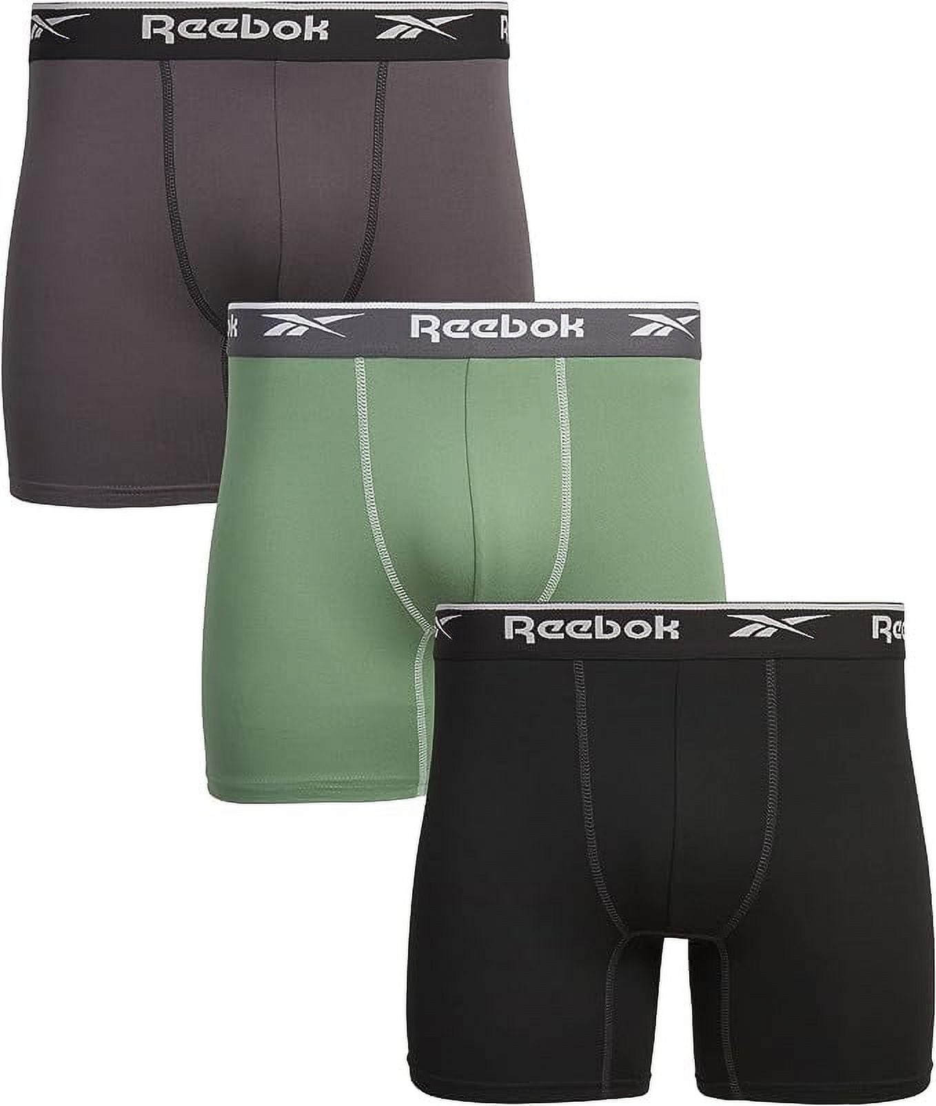 REEBOK MEN'S PACK 3 - 221 P16 GREEN BLACK - LARGE - UNDERWEAR X4 BOXER ...