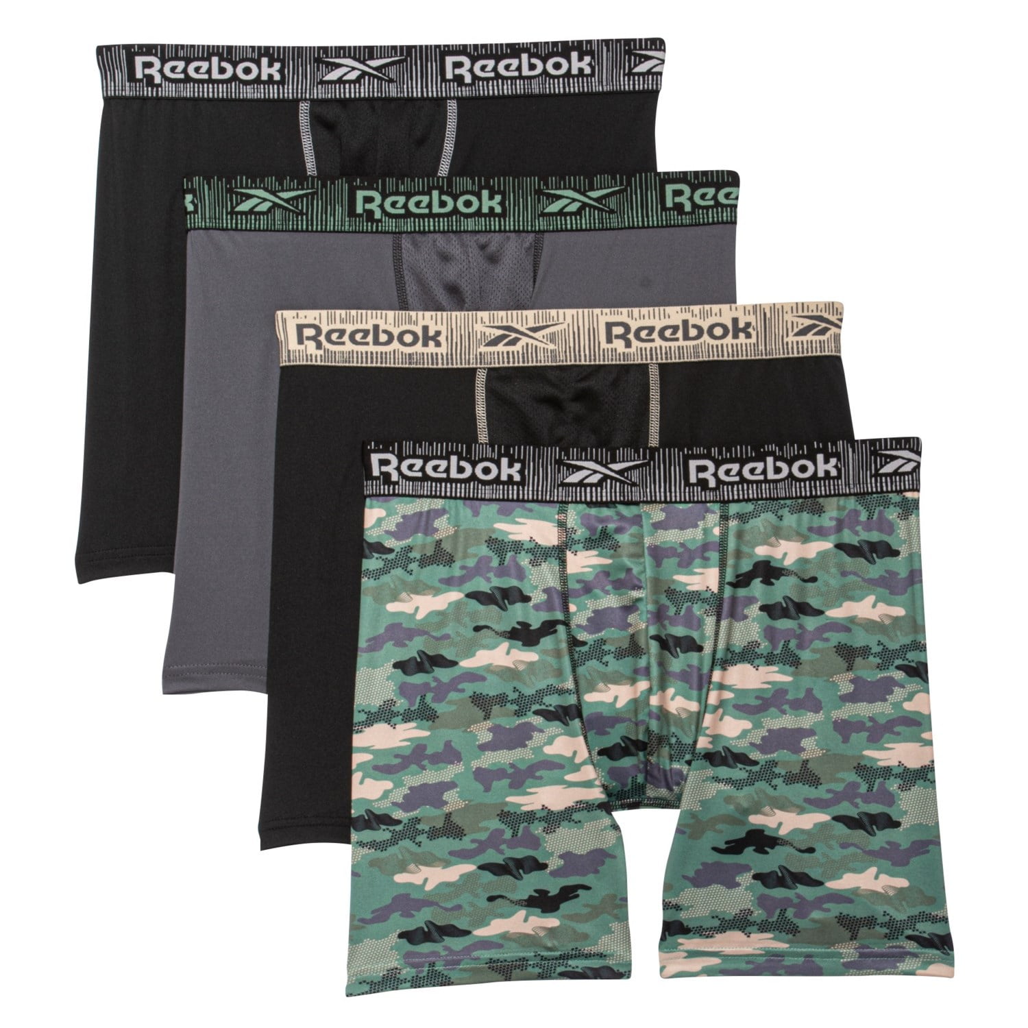 REEBOK MEN'S PACK 4 - 231 P35 UPC GREEN CAMO - SMALL - UNDERWEAR X4 BOXER BRIEF - Walmart.com