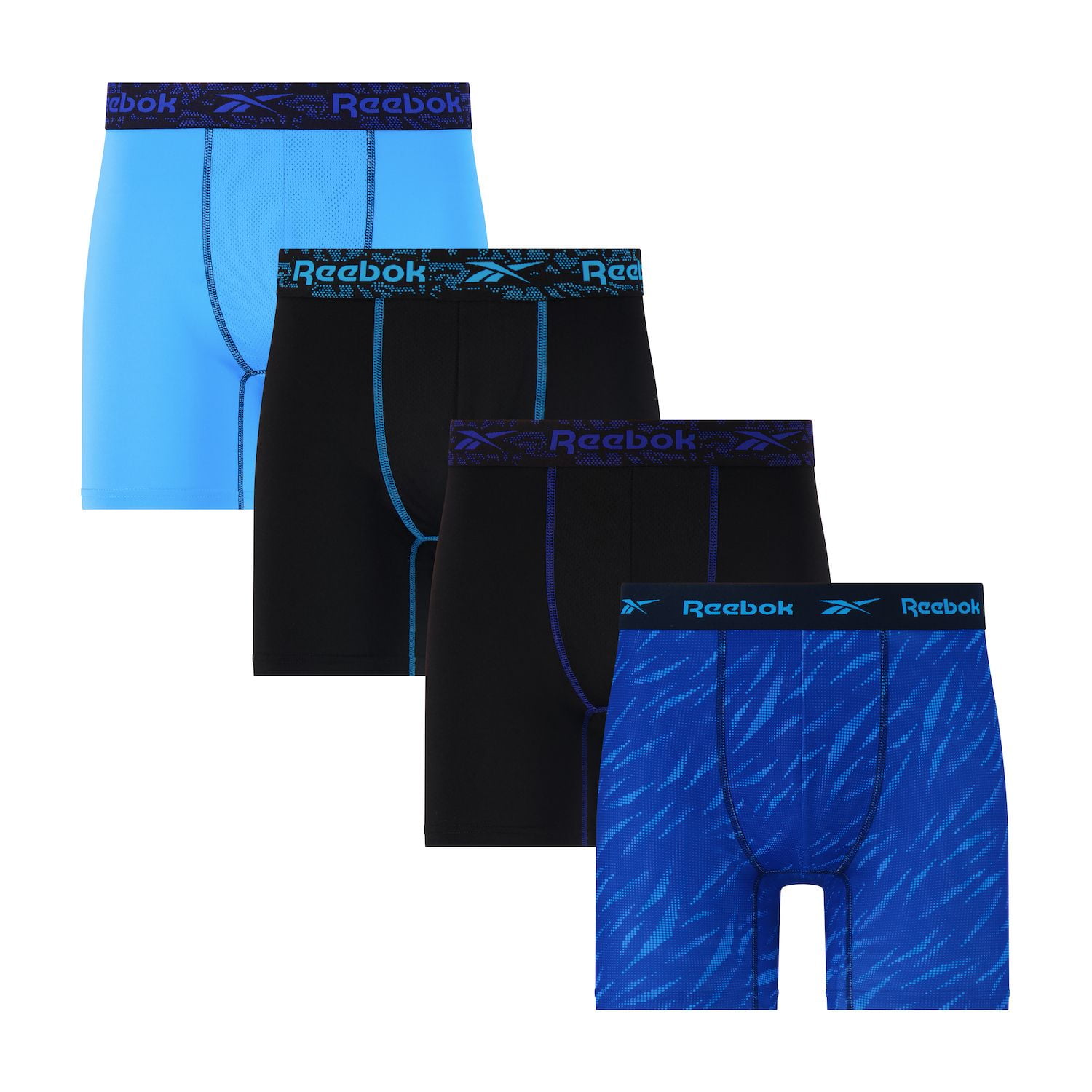 Men's Reebok 4-Pack Performance Boxer Brief Set Color: Black Blue Surf ...