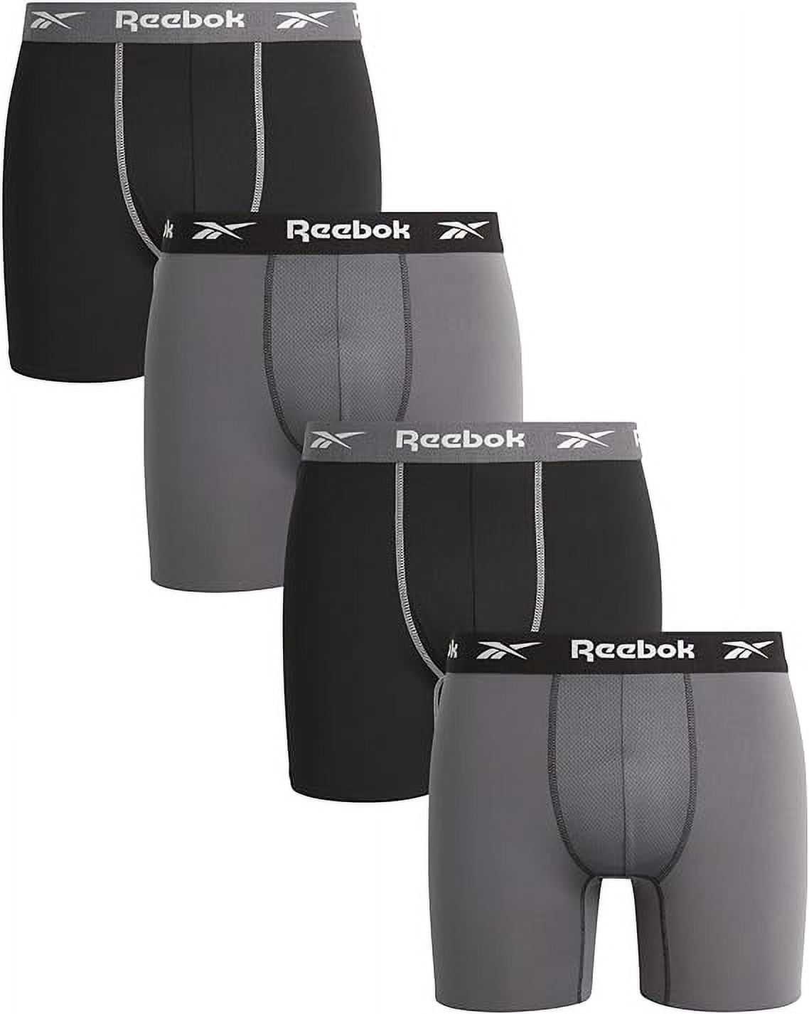 REEBOK MEN'S PACK 4 - 243 GREY BLACK - LARGE - UNDERWEAR X4 BOXER BRIEF ...