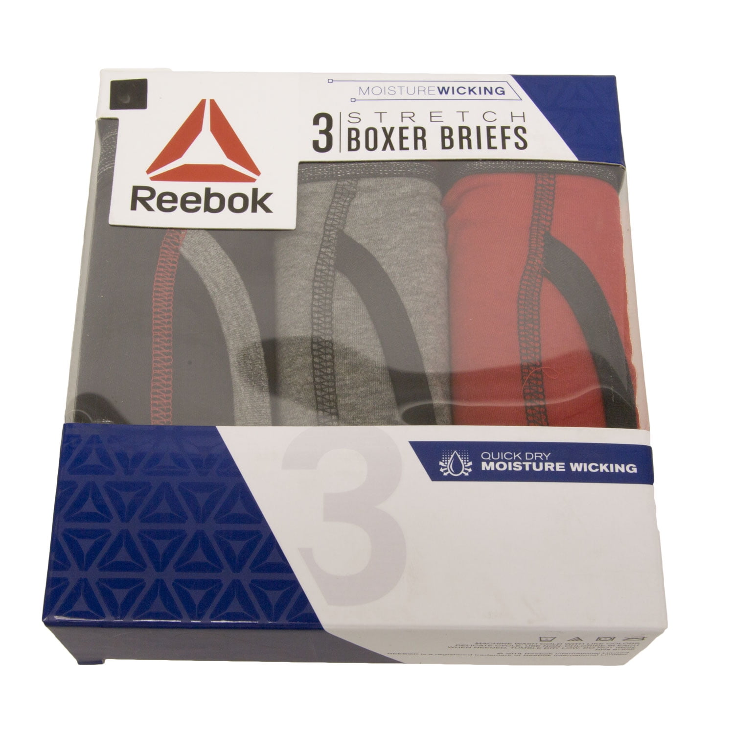 REEBOK Men's 3 Pack Stretch Boxer Briefs, Black/Red/Grey - Walmart.com