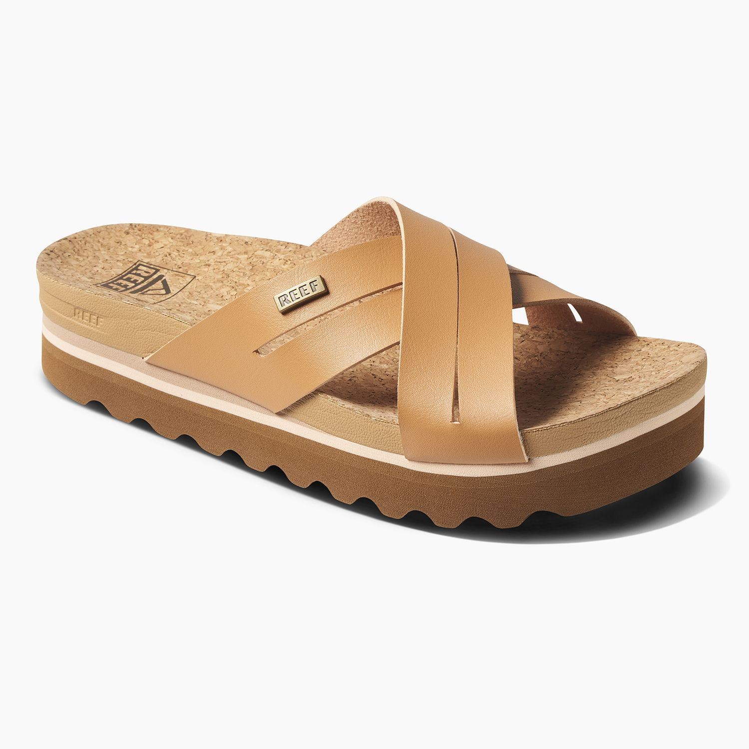 REEF Kaia Women's Criss-Cross Slide Sandals Color: Natural Size: 6 ...