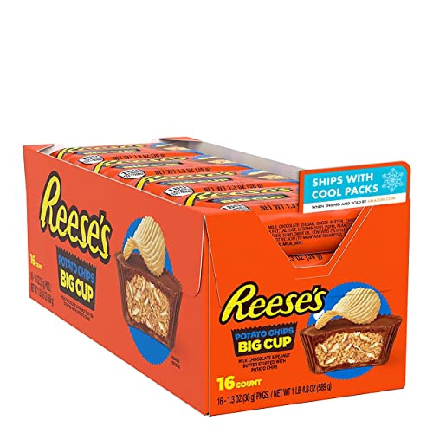 REESE'S Big Cup Peanut Butter Cups with Potato Chips, Candy Packs, 1.3 ...