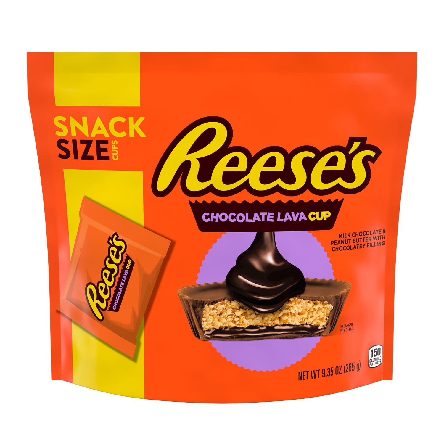 REESE'S Chocolate Lava Milk Chocolate Snack Size Peanut Butter Cups ...