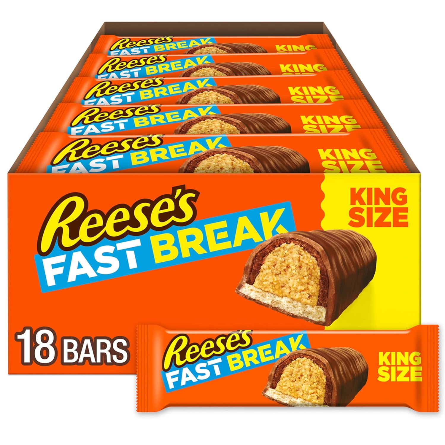 REESE'S FAST BREAK Peanut Butter Nougat King Size, Candy Bars, 3.5 oz (18 Count) - Walmart.com