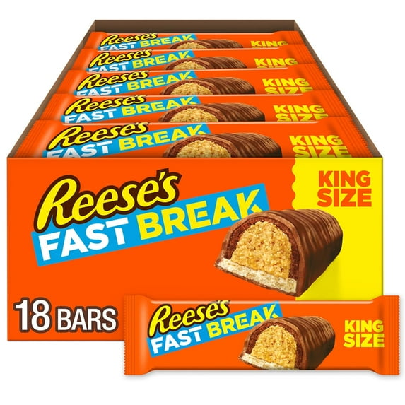 REESE'S FAST BREAK Peanut Butter Nougat King Size, Candy Bars, 3.5 oz ...