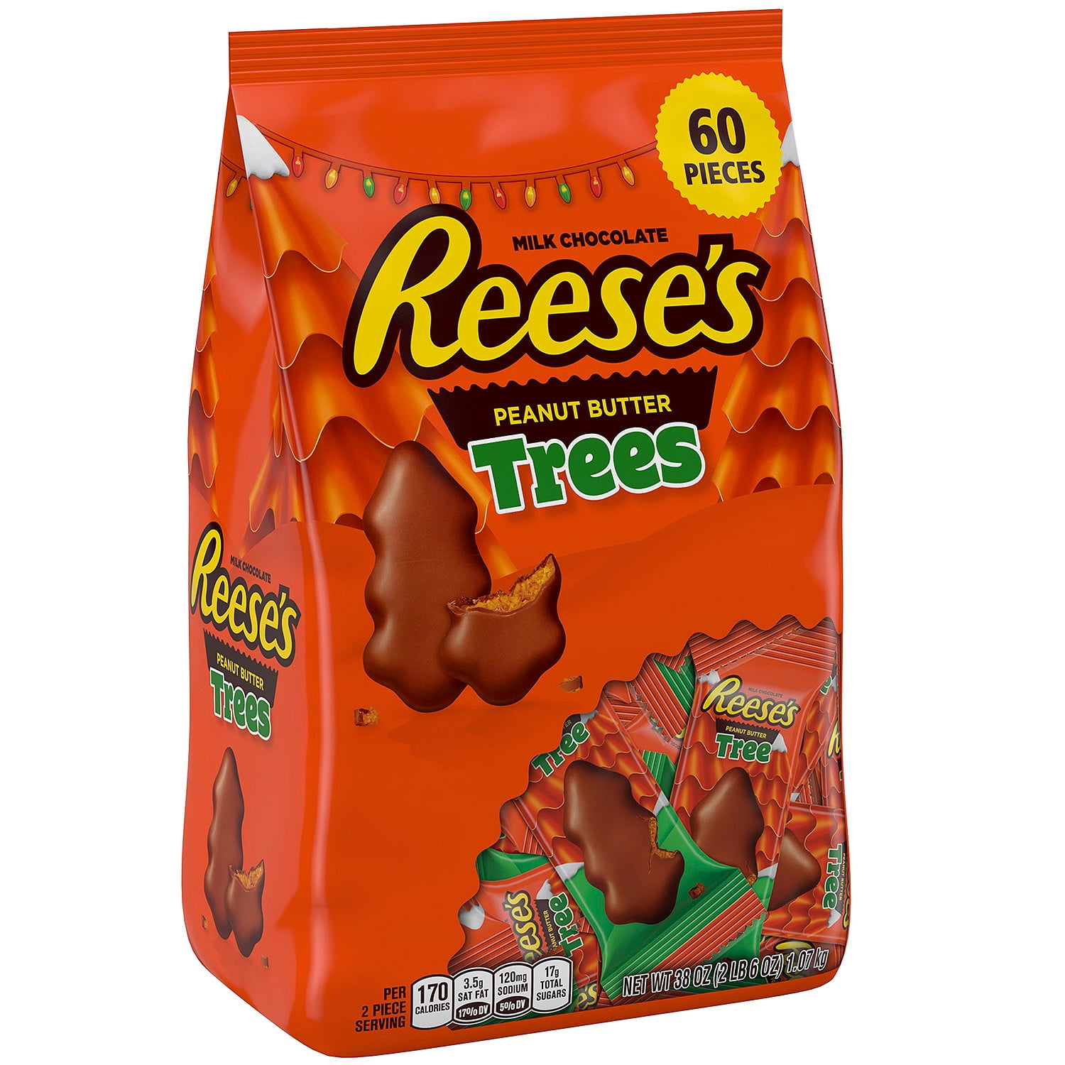 REESE'S Holiday Peanut Butter Trees, Christmas Candy (38 Ounce, 60 ...