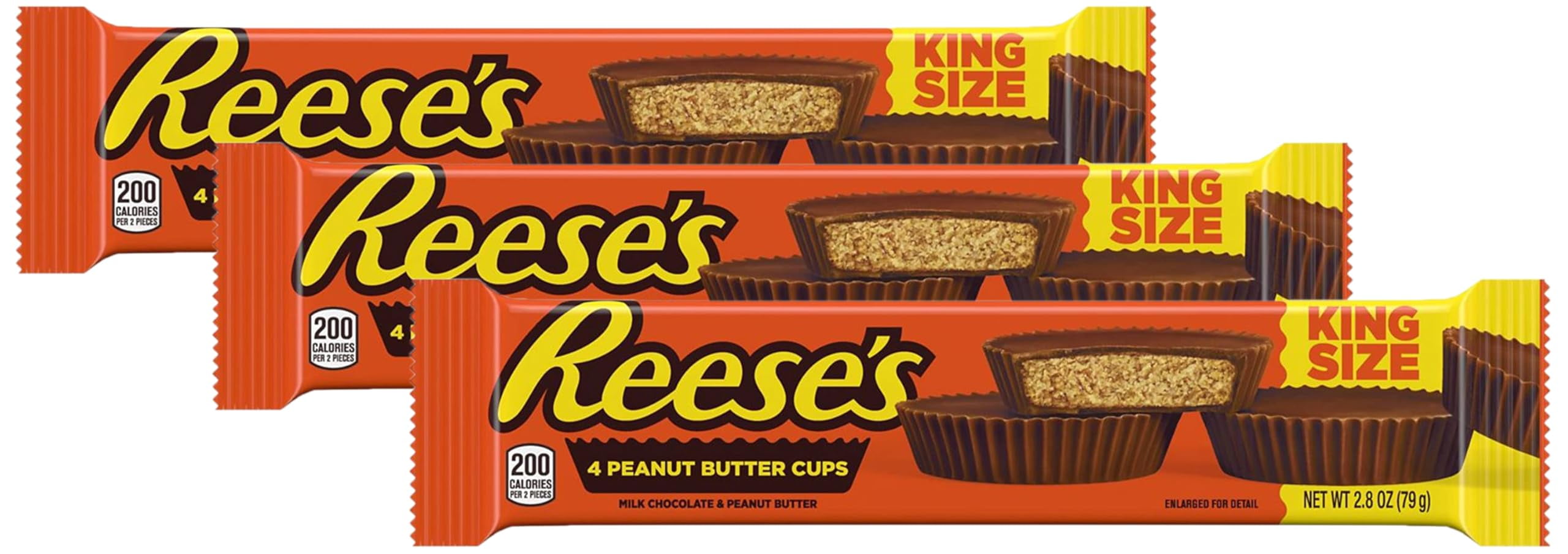 REESE'S Milk Chocolate King Size Peanut Butter Cups, Candy Pack, 2.8 oz (Pack of 3) - Walmart.com