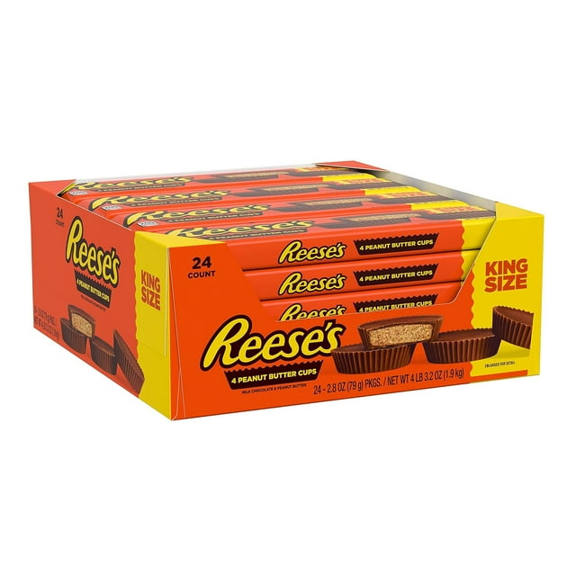 REESE'S Milk Chocolate King Size Peanut Butter Cups, Candy Packs, 2.8 oz (24 Count) - Walmart.com