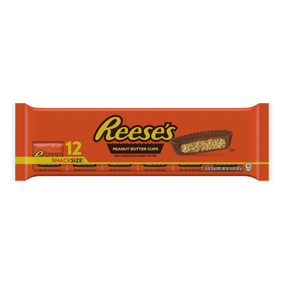 REESE'S Milk Chocolate Peanut Butter Cup Snack Size Bar 12-Pack, 6.6 oz ...