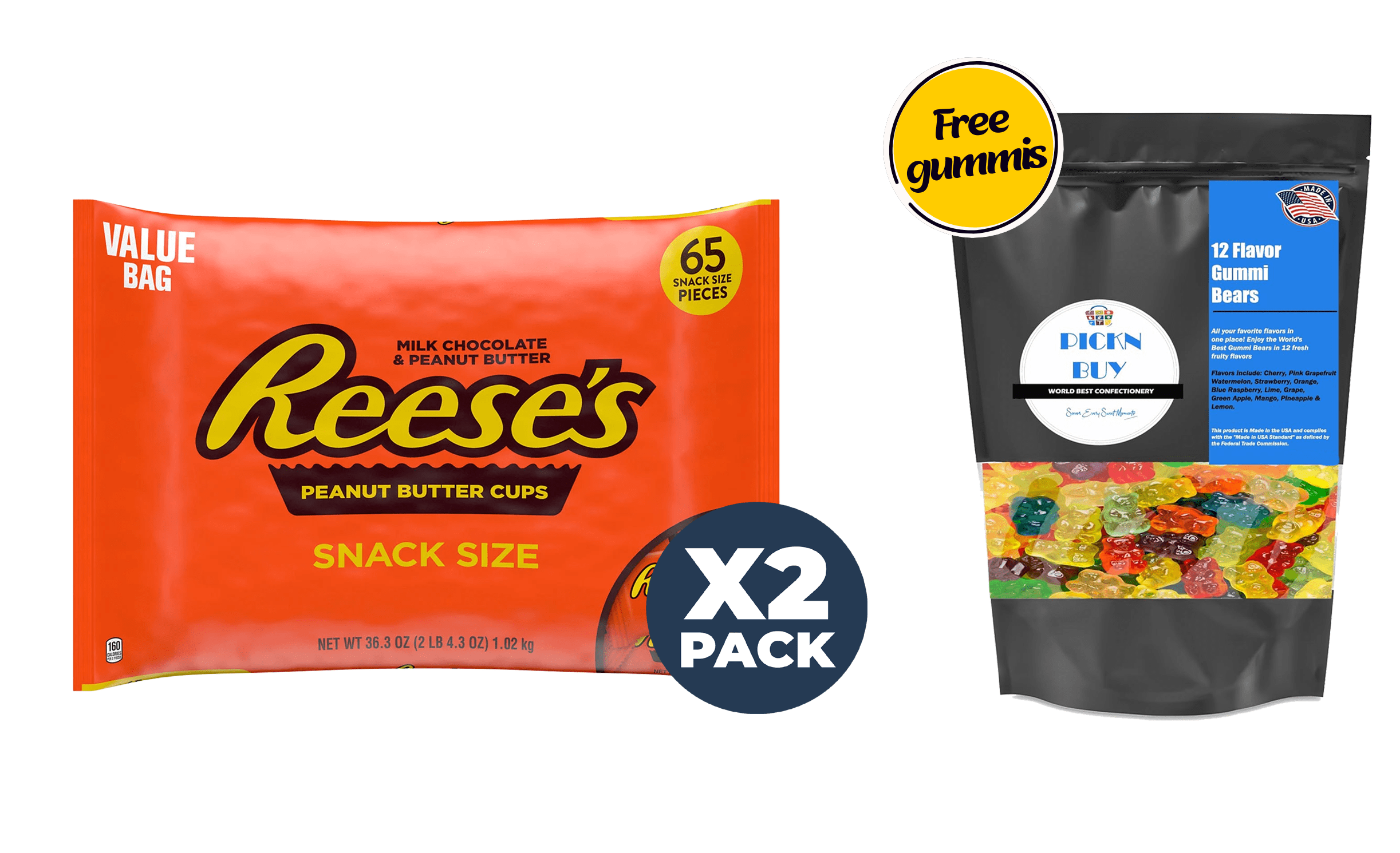 REESE'S Milk Chocolate Peanut Butter Cups, Snack Size, 65 pcs ...