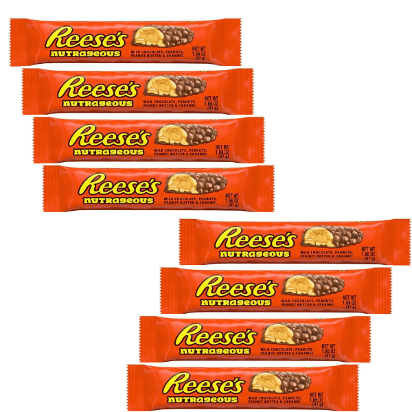REESE'S NUTRAGEOUS Peanut Butter Caramel Peanut Candy Bars, 1.66 oz 8 Ct - Walmart.com