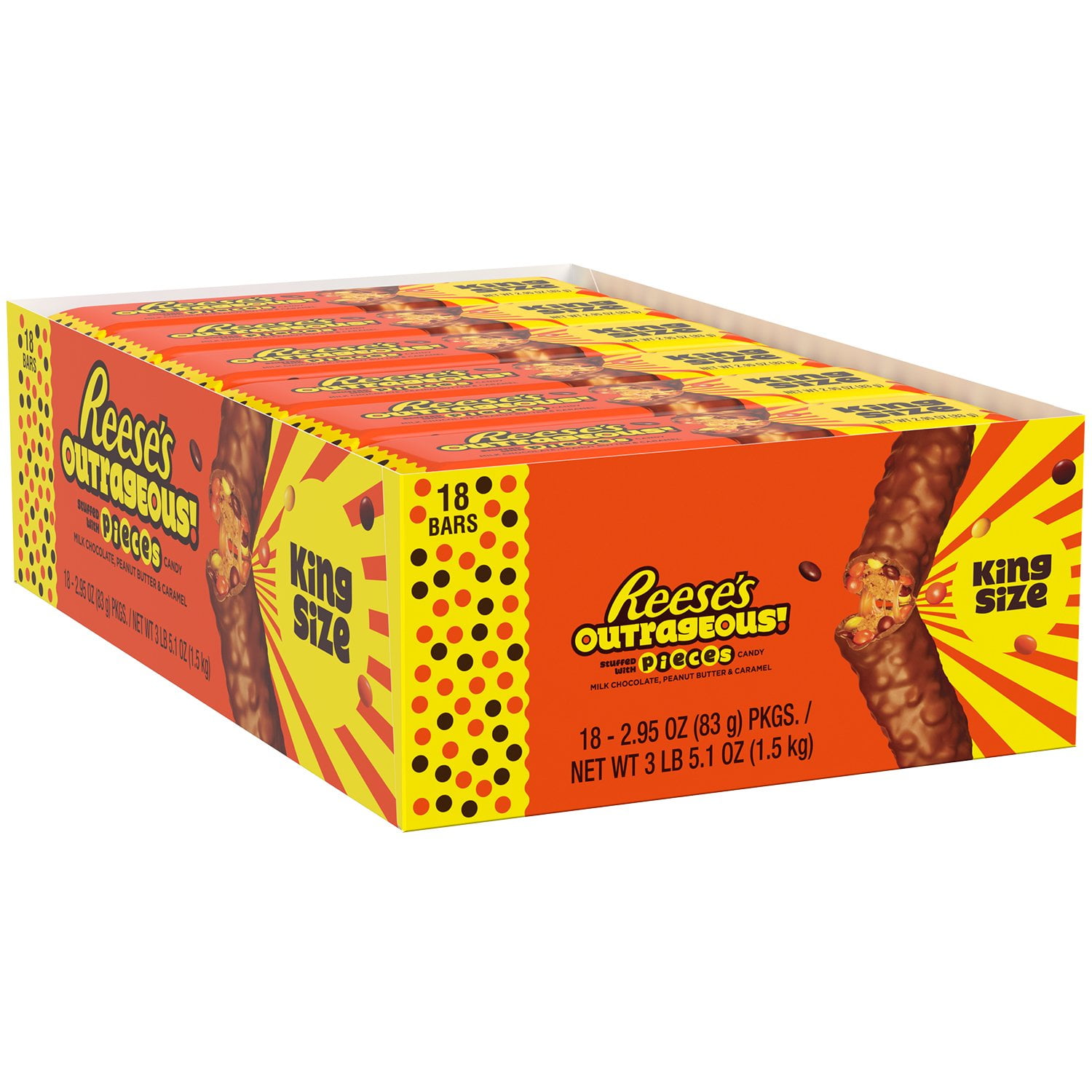 REESE'S OUTRAGEOUS! Peanut Butter, Caramel and PIECES King Size, Candy ... REESE'S OUTRAGEOUS! Peanut Butter, Caramel and PIECES King Size, Candy ...