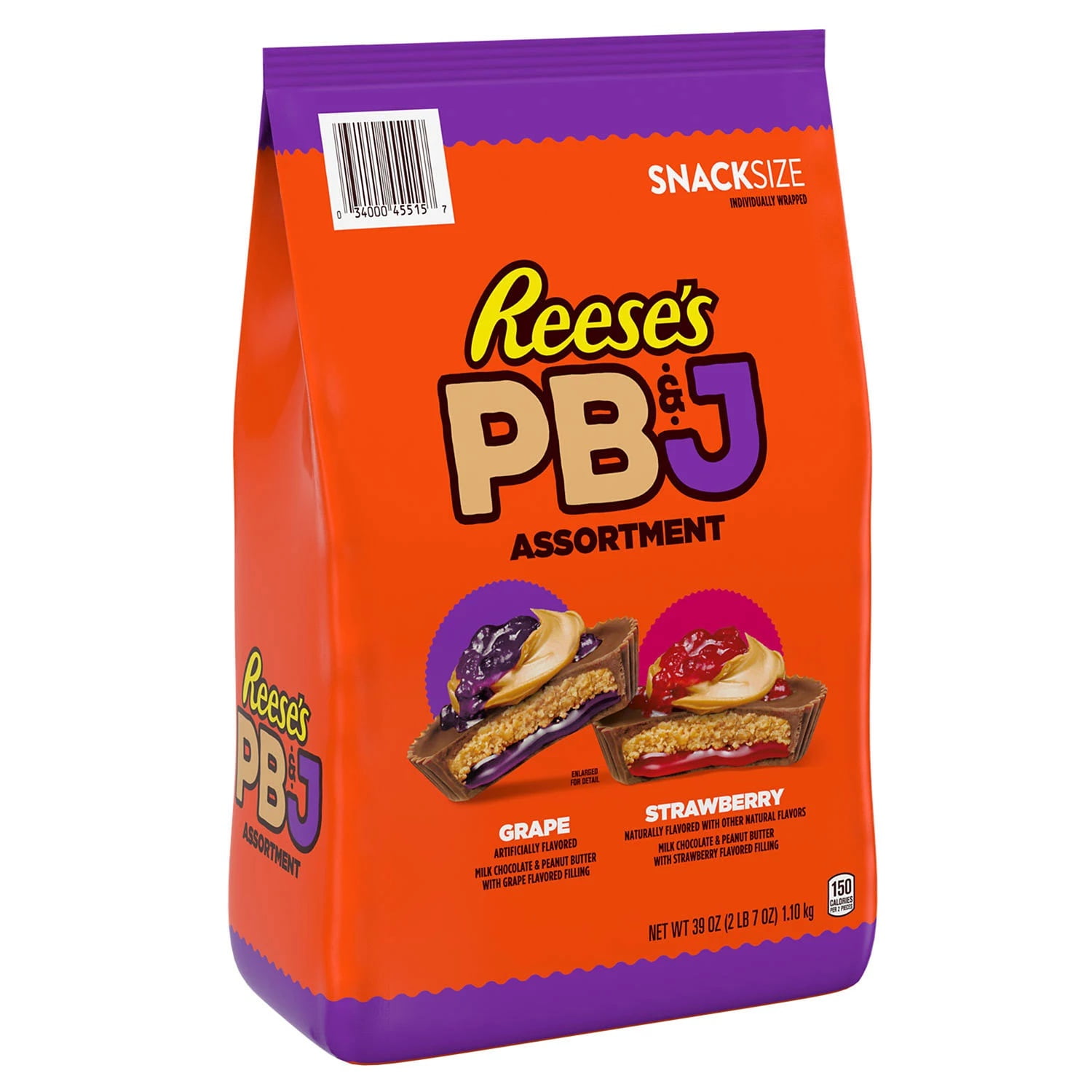 Reese's PB&J Snack Size Peanut Butter Cups, Milk Chocolate, Strawberry ...
