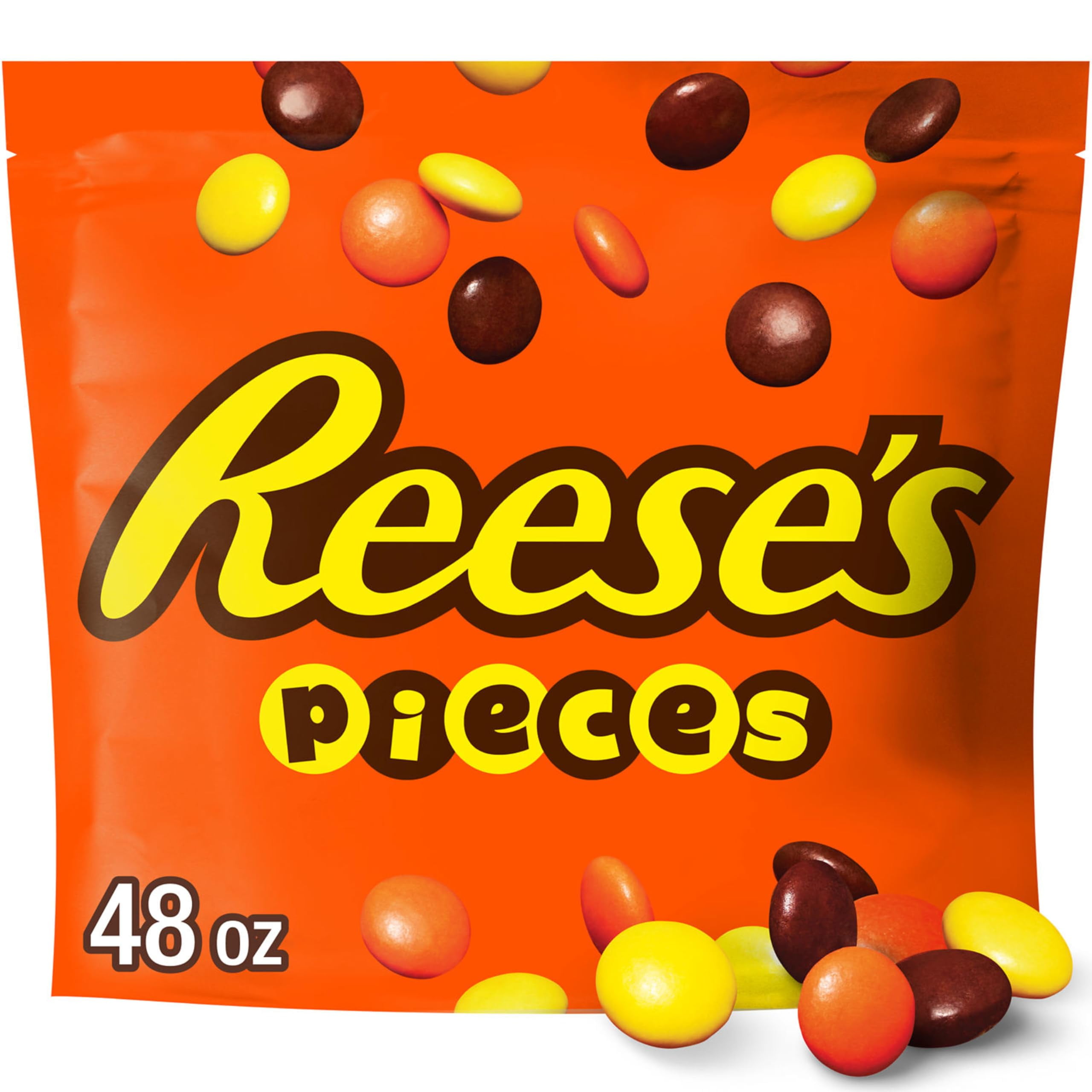 REESE'S PIECES Peanut Butter in a Crunchy Shell, Candy Bulk Bag, 48 oz ...
