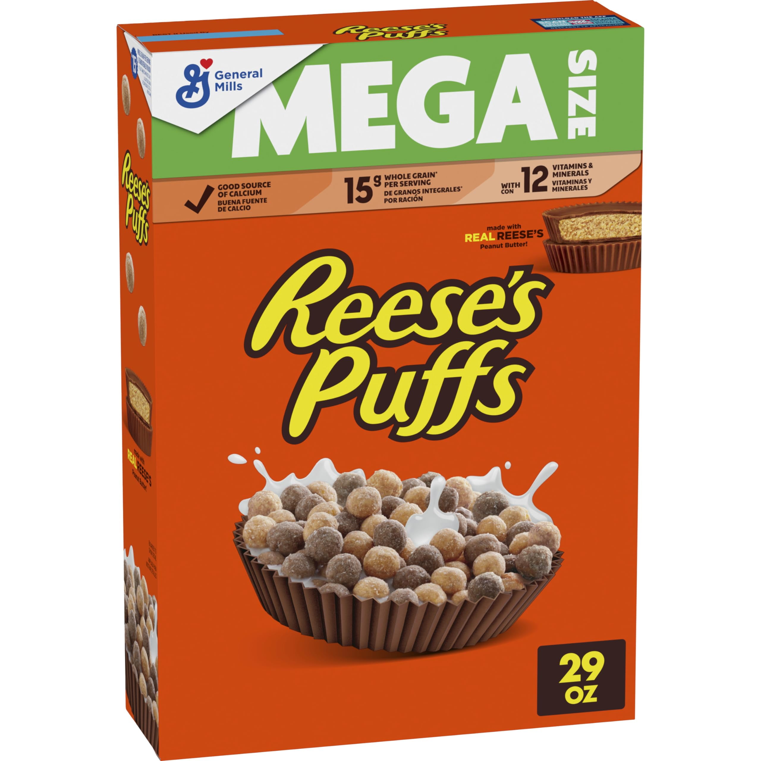 REESE'S PUFFS Chocolatey Peanut MMF7 Butter Cereal, Kids Breakfast ...