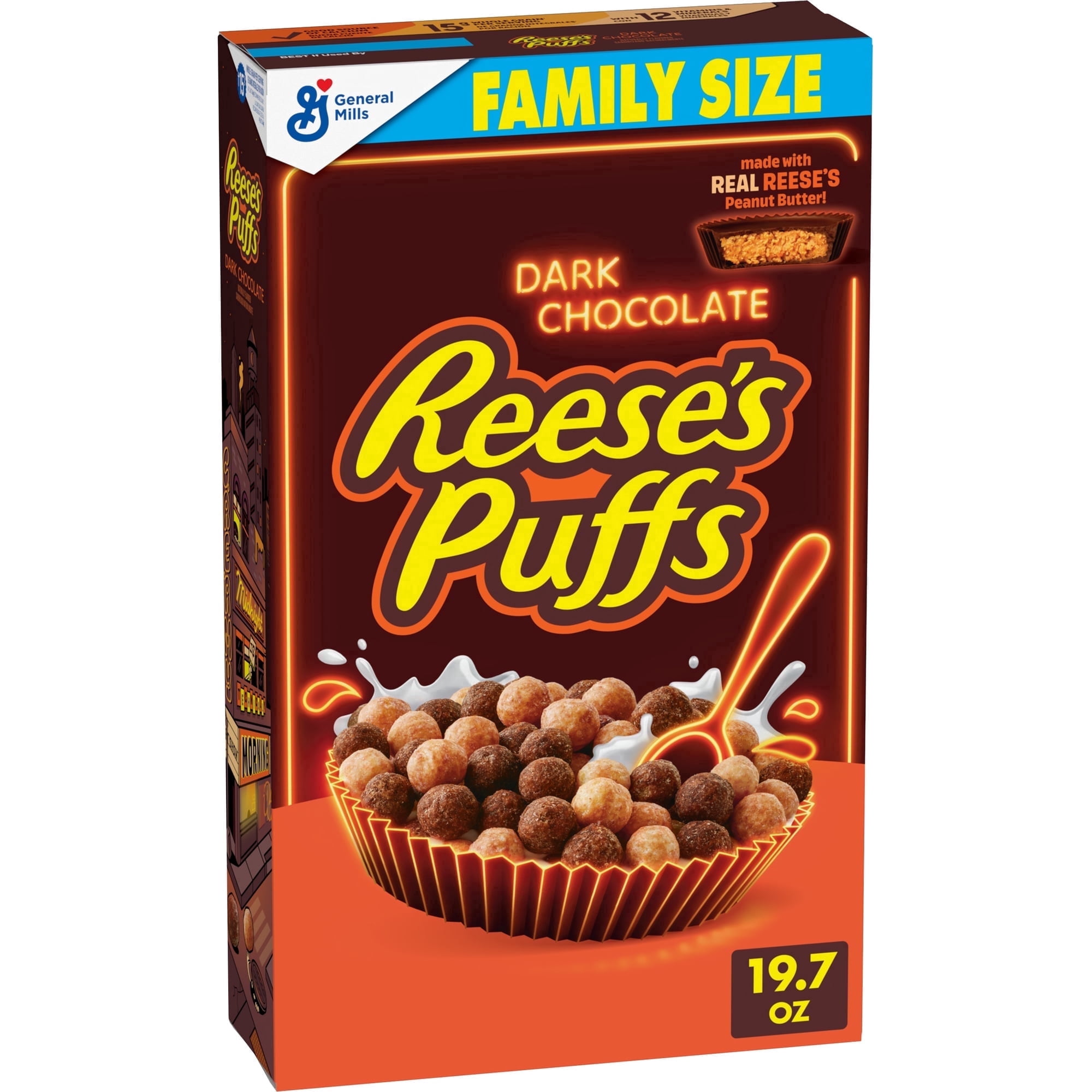 REESE'S PUFFS Dark Chocolate Cereal, with Real REESE'S Peanut Butter ...