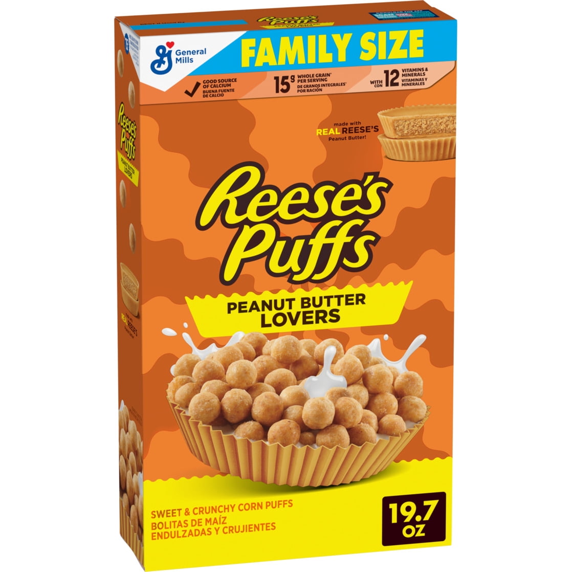 Reese's Peanut Butter Lovers Cereal Family Size 19.7 oz with Whole ...