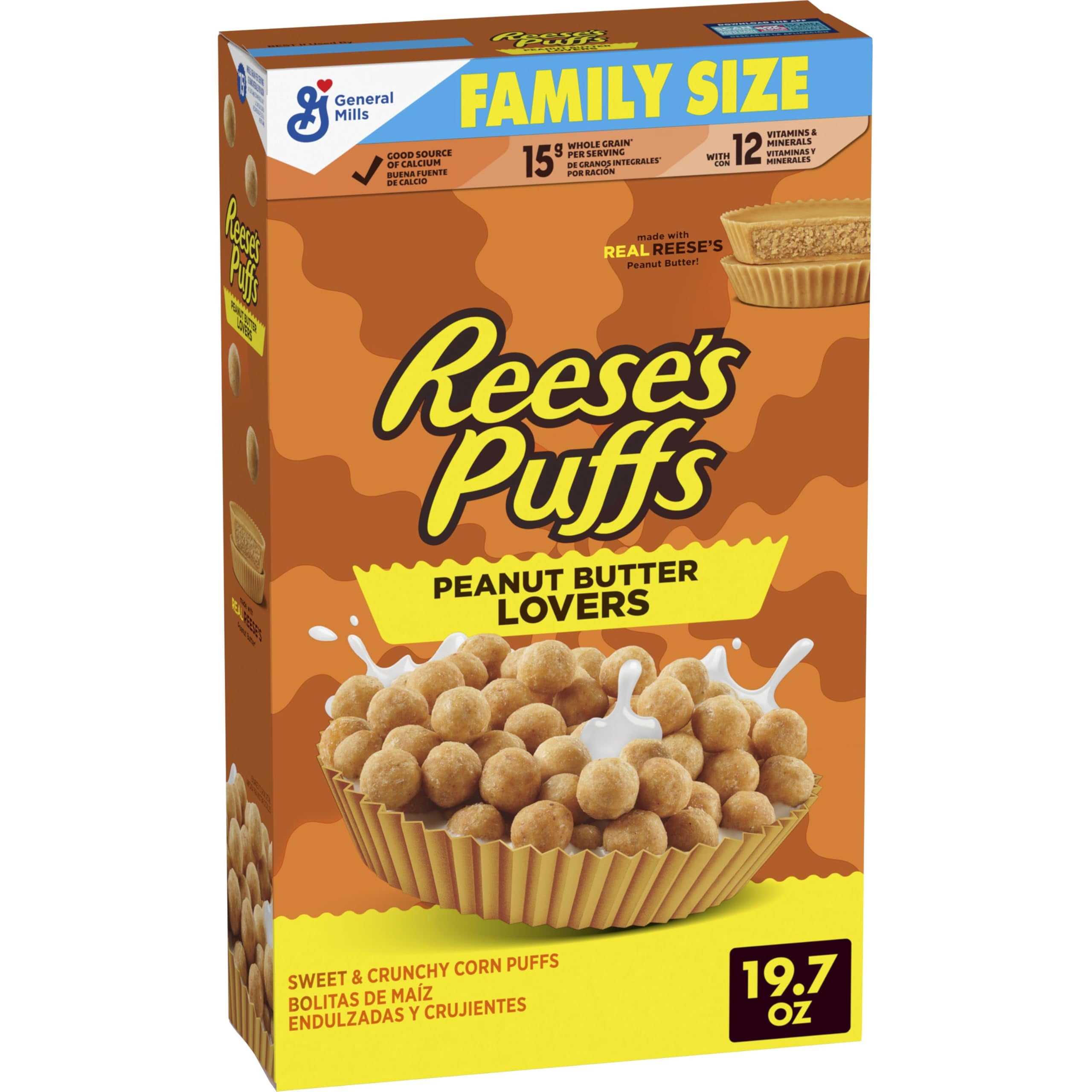 REESE'S PUFFS Peanut Butter Lovers Breakfast GJM1 Cereal, Made with ...