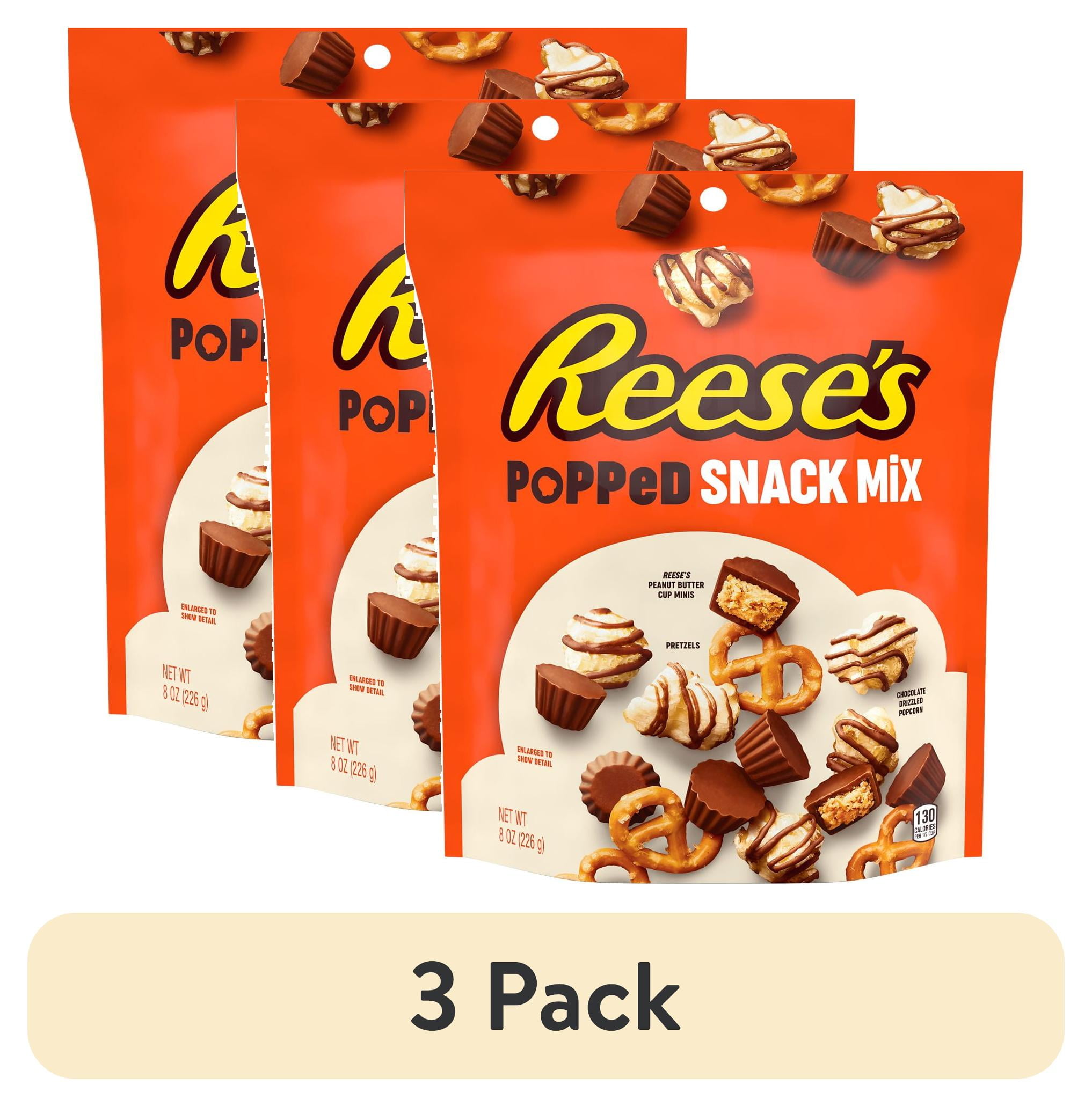(3 pack) REESE'S, Popped Milk Chocolate Peanut Butter Snack Mix, Salty ...
