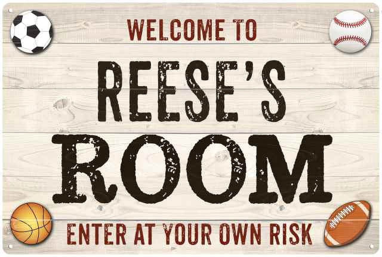 REESE'S Room Kids Bedroom Sign Boy's 8x12 Metal 208120090407 - Walmart.com