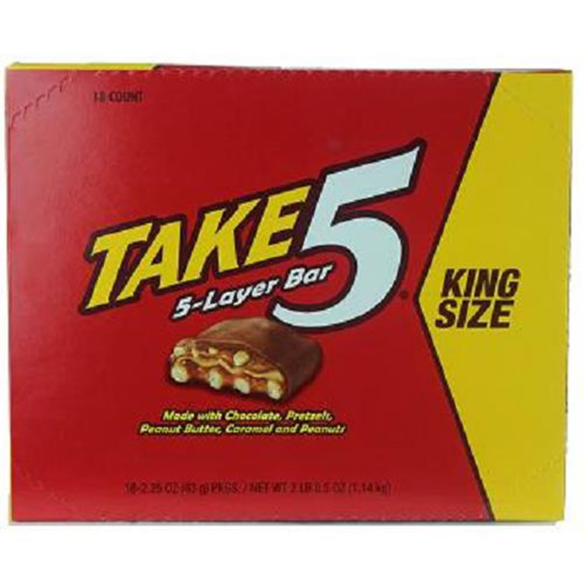 REESE'S, TAKE 5 Pretzel, Caramel, Peanut Butter, Peanut and Chocolate Candy Bars (18 Count) - 2. ...