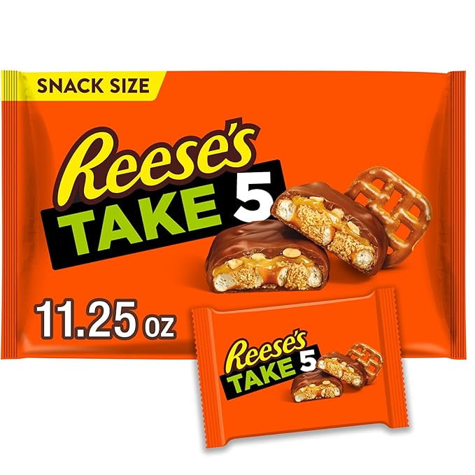 REESE'S TAKE 5 Pretzel, Peanut and Chocolate Snack Size, Candy Bag, 11. ...