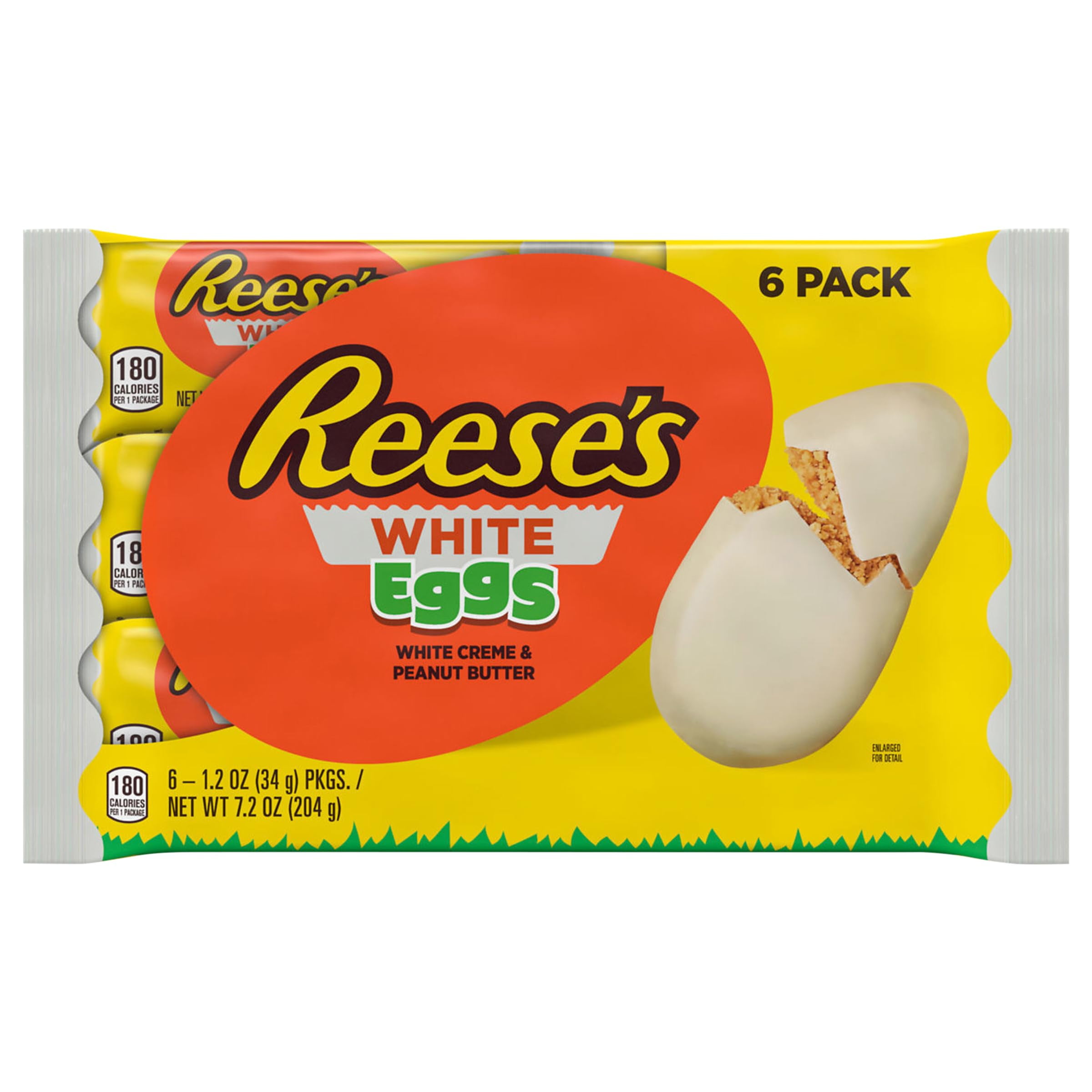 REESE'S White Creme Peanut Butter Eggs, Easter Candy Packs, 1.2 oz (6 ...