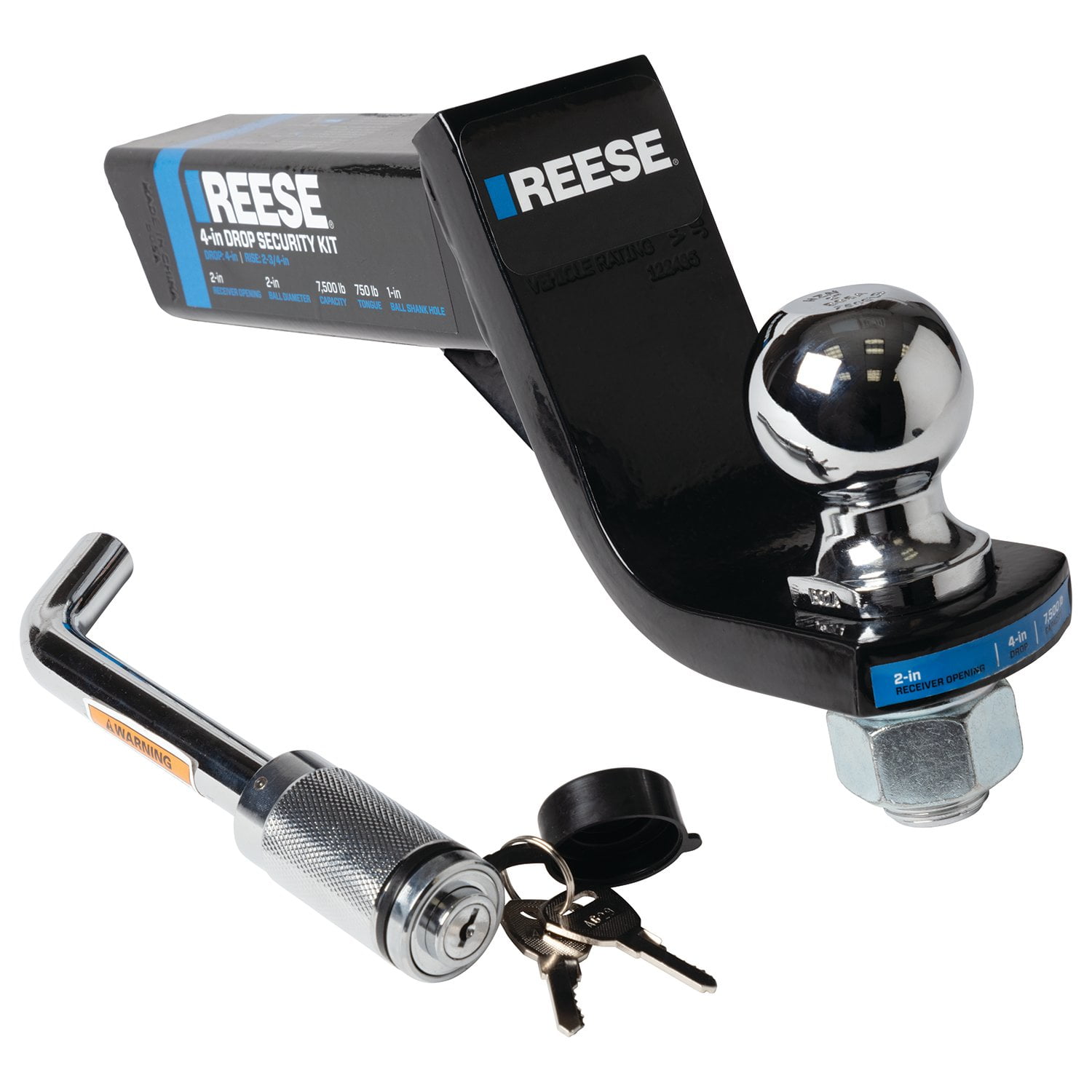 REESE® Trailer Hitch Ball Mount Security Kit, Fits 2 inch Receiver ...
