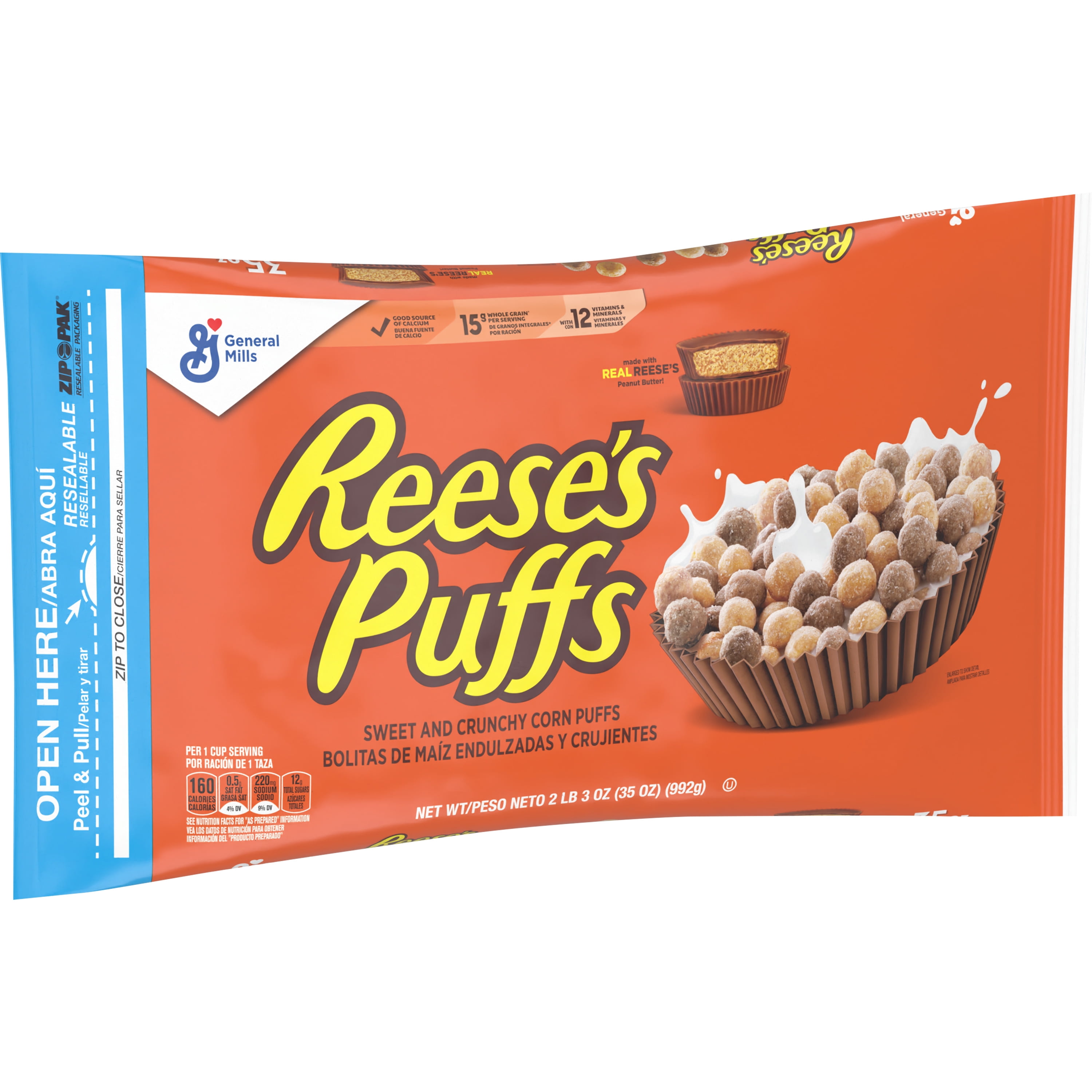 REESE's PUFFS Chocolatey Peanut Butter Cereal, Kid Breakfast Cereal ...
