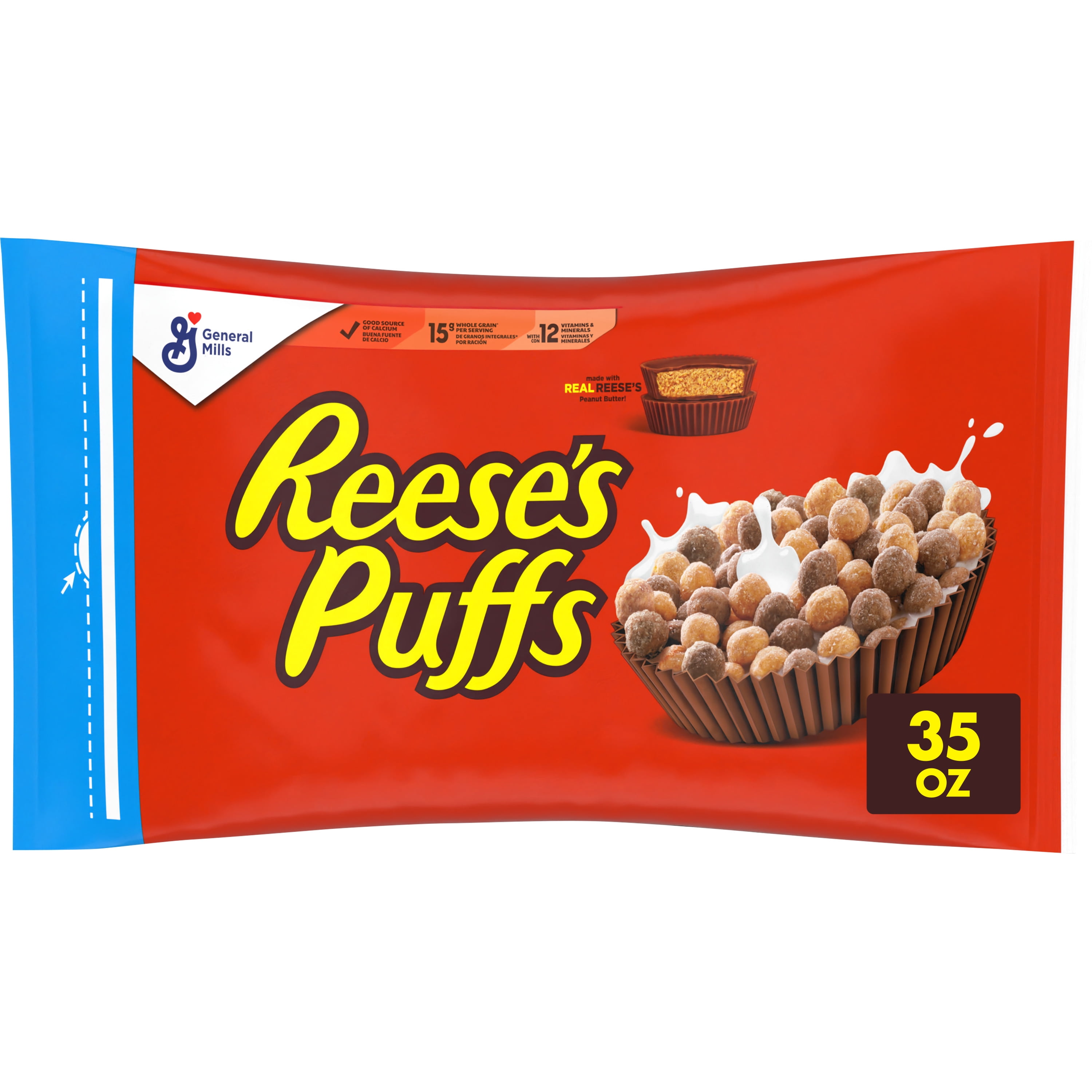REESE's PUFFS Chocolatey Peanut Butter Cereal, Kid Breakfast Cereal ...