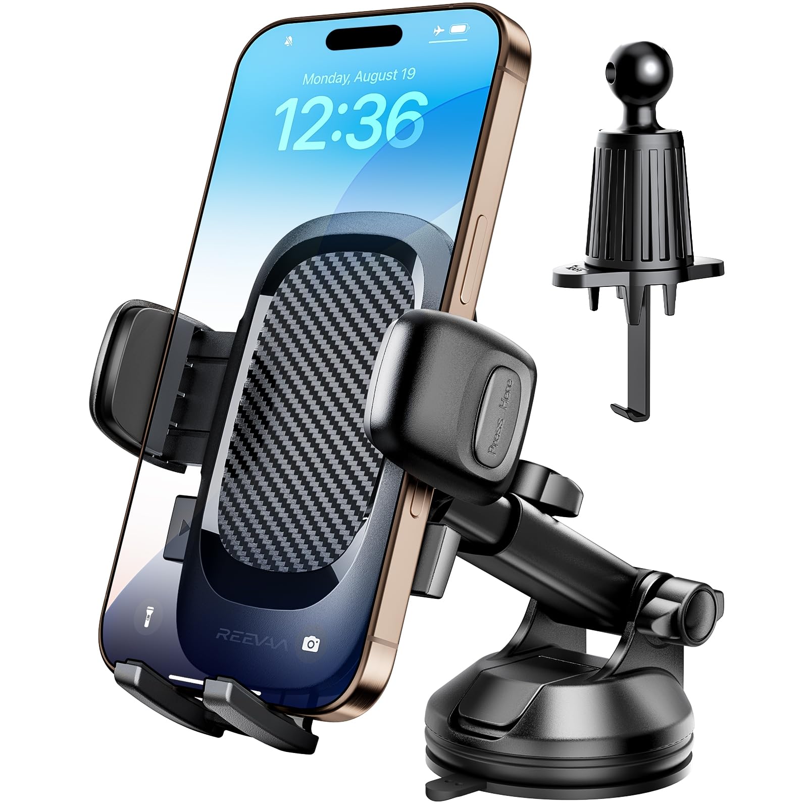 REEVAA Phone Holder for Car [Newest Rotating Base] Universal Cell Phone ...