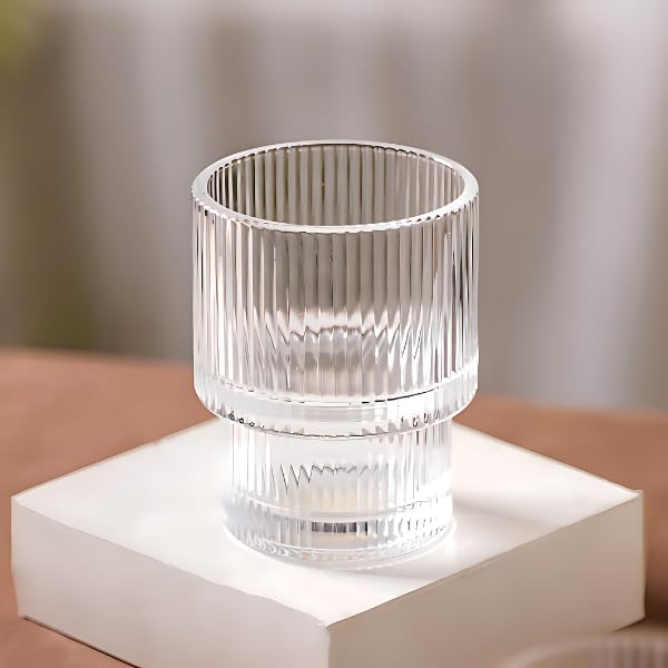 REFLECTIQUE Stackable Ribbed Drinking Glasses Set of 6 220ml Each ...